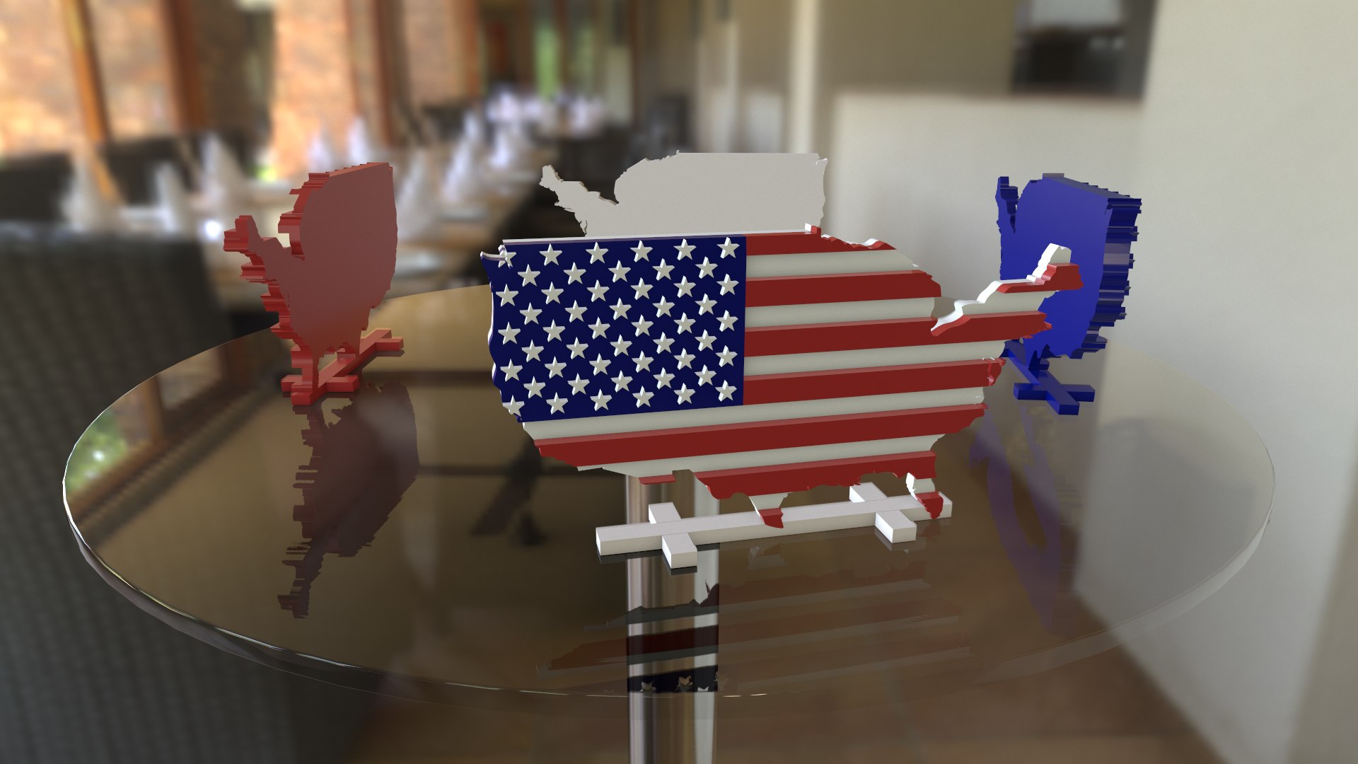 Ready for 3D print map of USA styled as USA flag 3D print model 3D ...
