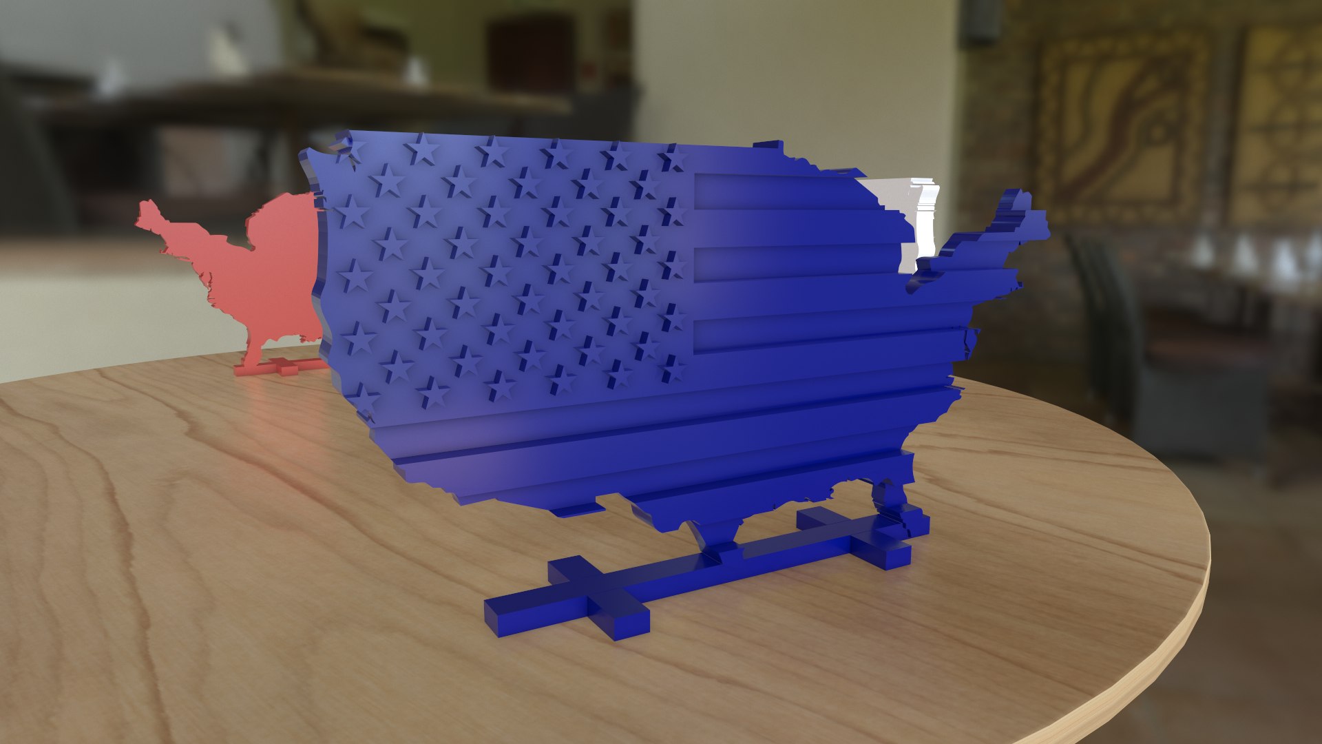 Ready for 3D print map of USA styled as USA flag 3D print model 3D ...