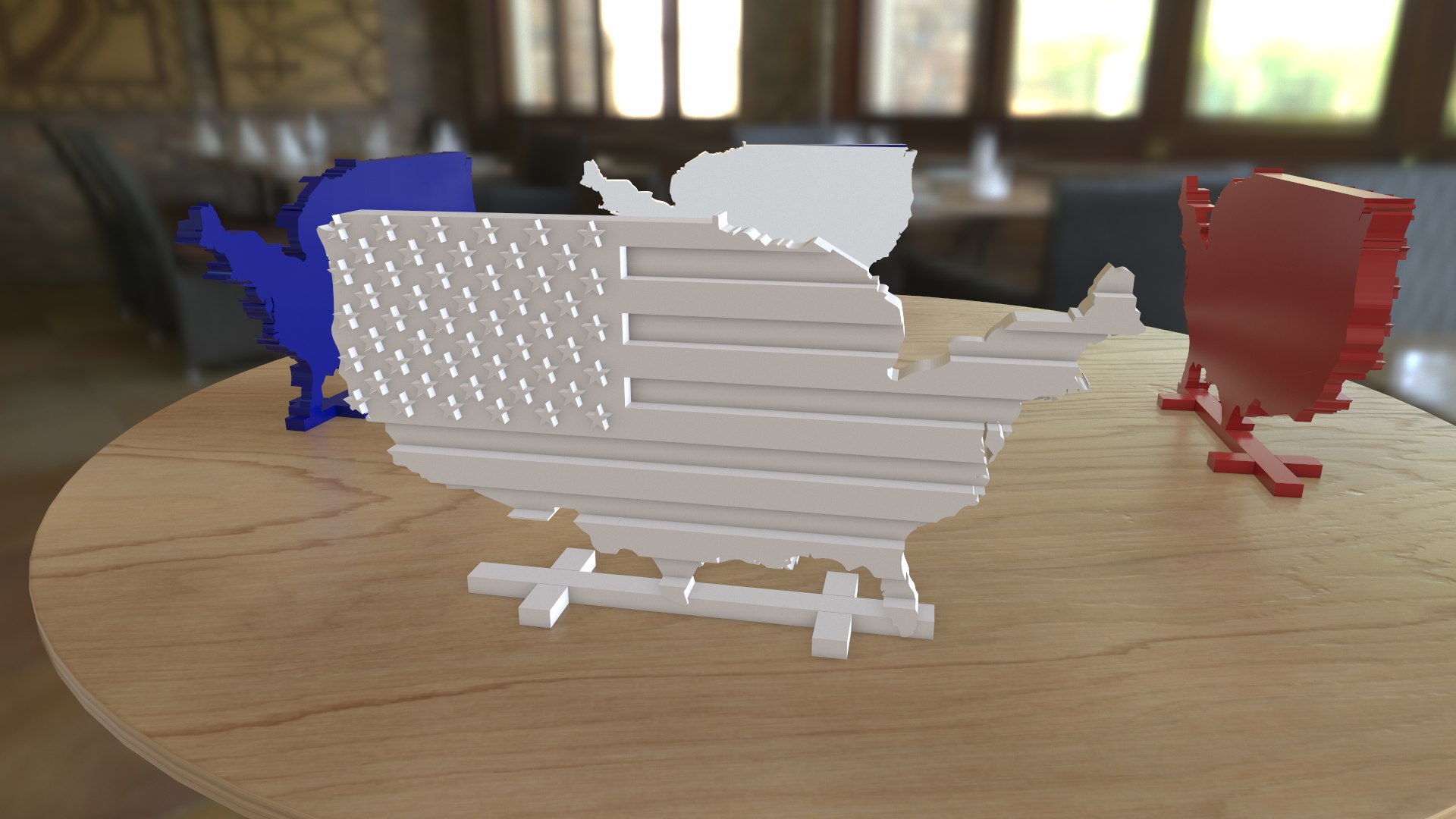 Ready for 3D print map of USA styled as USA flag 3D print model 3D ...
