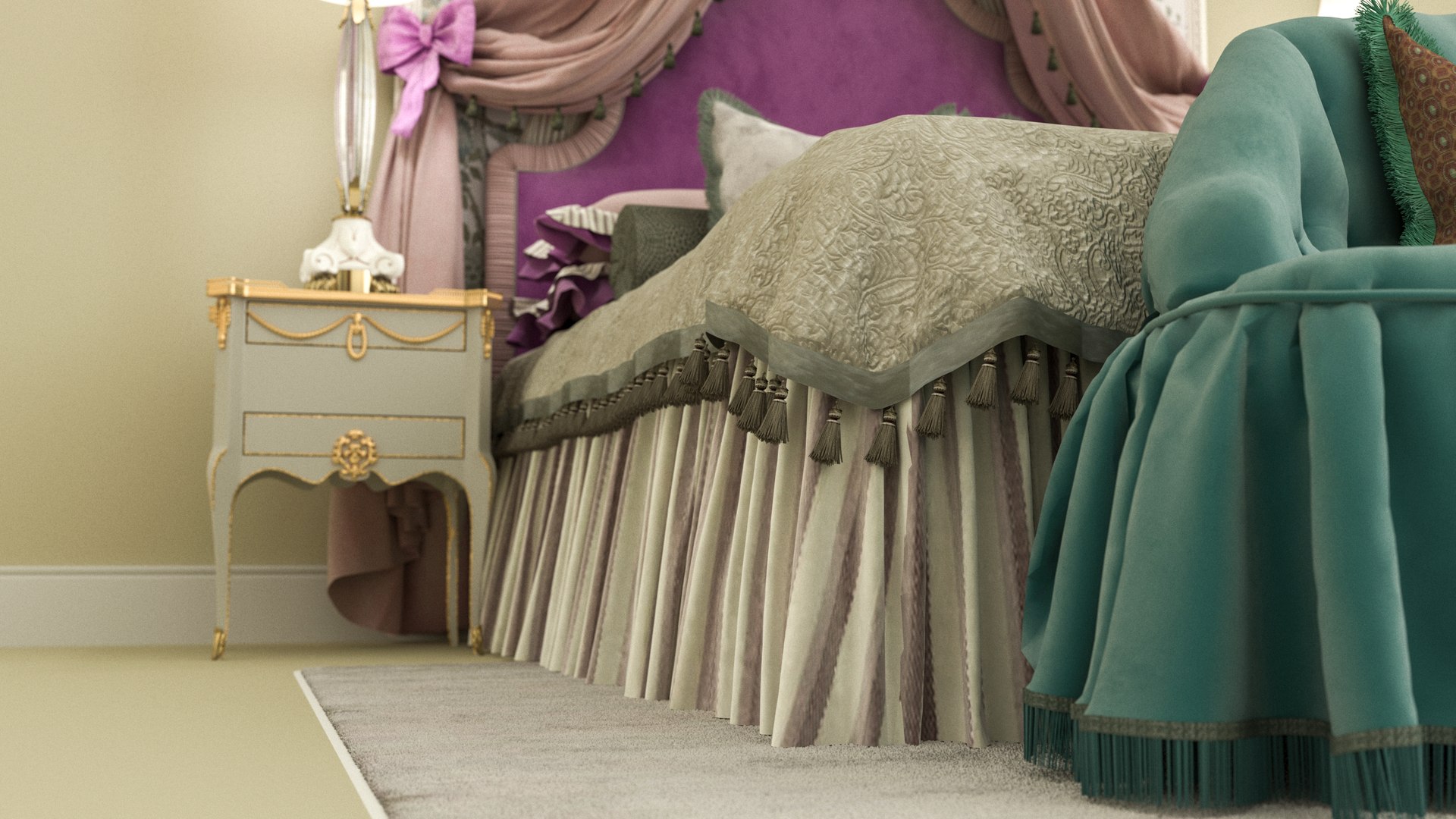 3D Princess Bedroom Set - TurboSquid 2192120