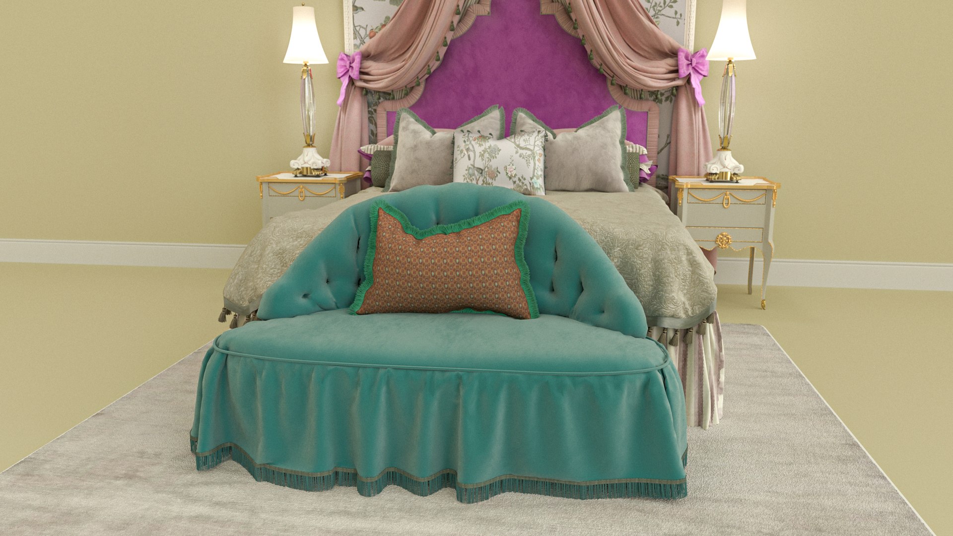 3D Princess Bedroom Set - TurboSquid 2192120