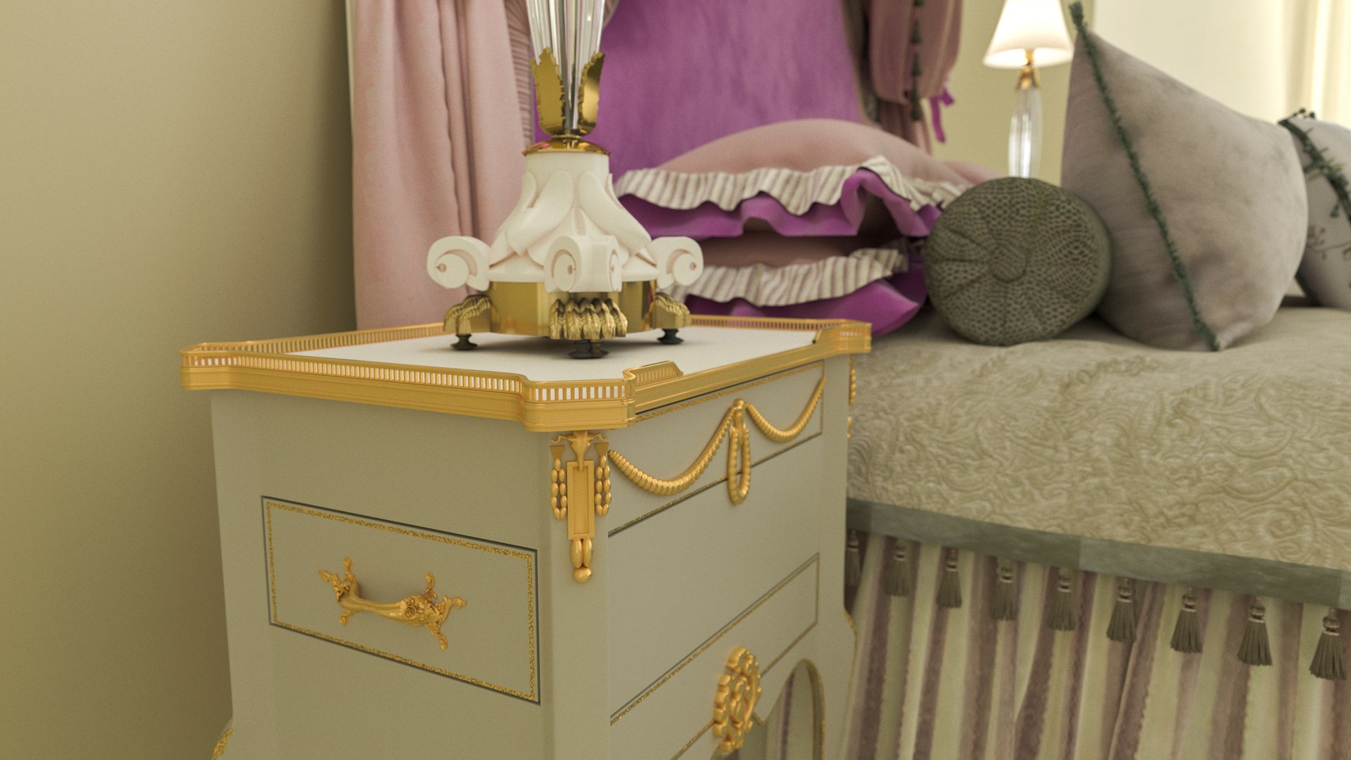3D Princess Bedroom Set - TurboSquid 2192120