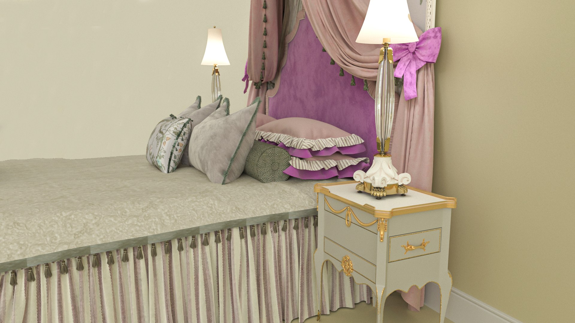 3D Princess Bedroom Set - TurboSquid 2192120