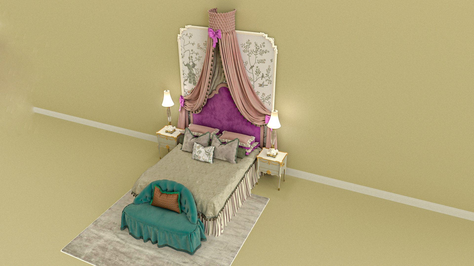 3D Princess Bedroom Set - TurboSquid 2192120