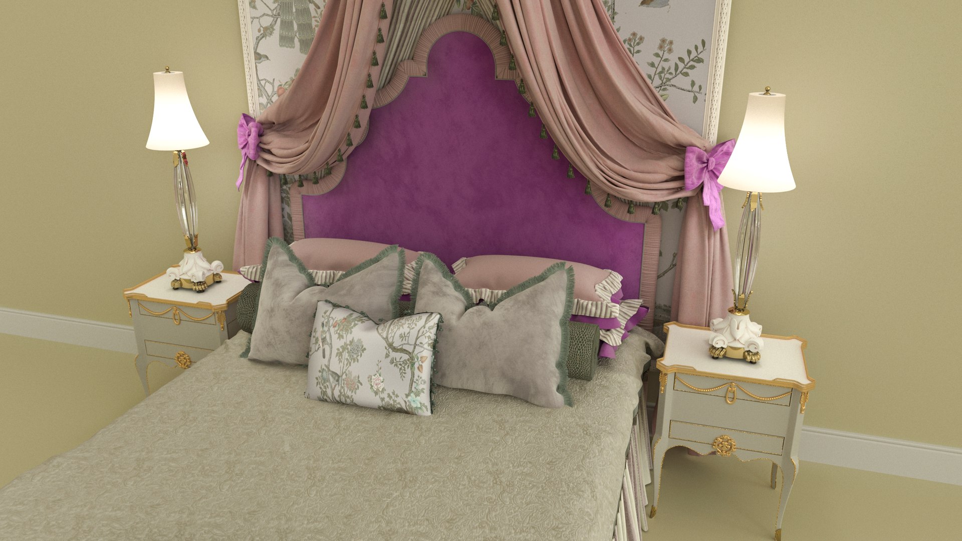3D Princess Bedroom Set - TurboSquid 2192120