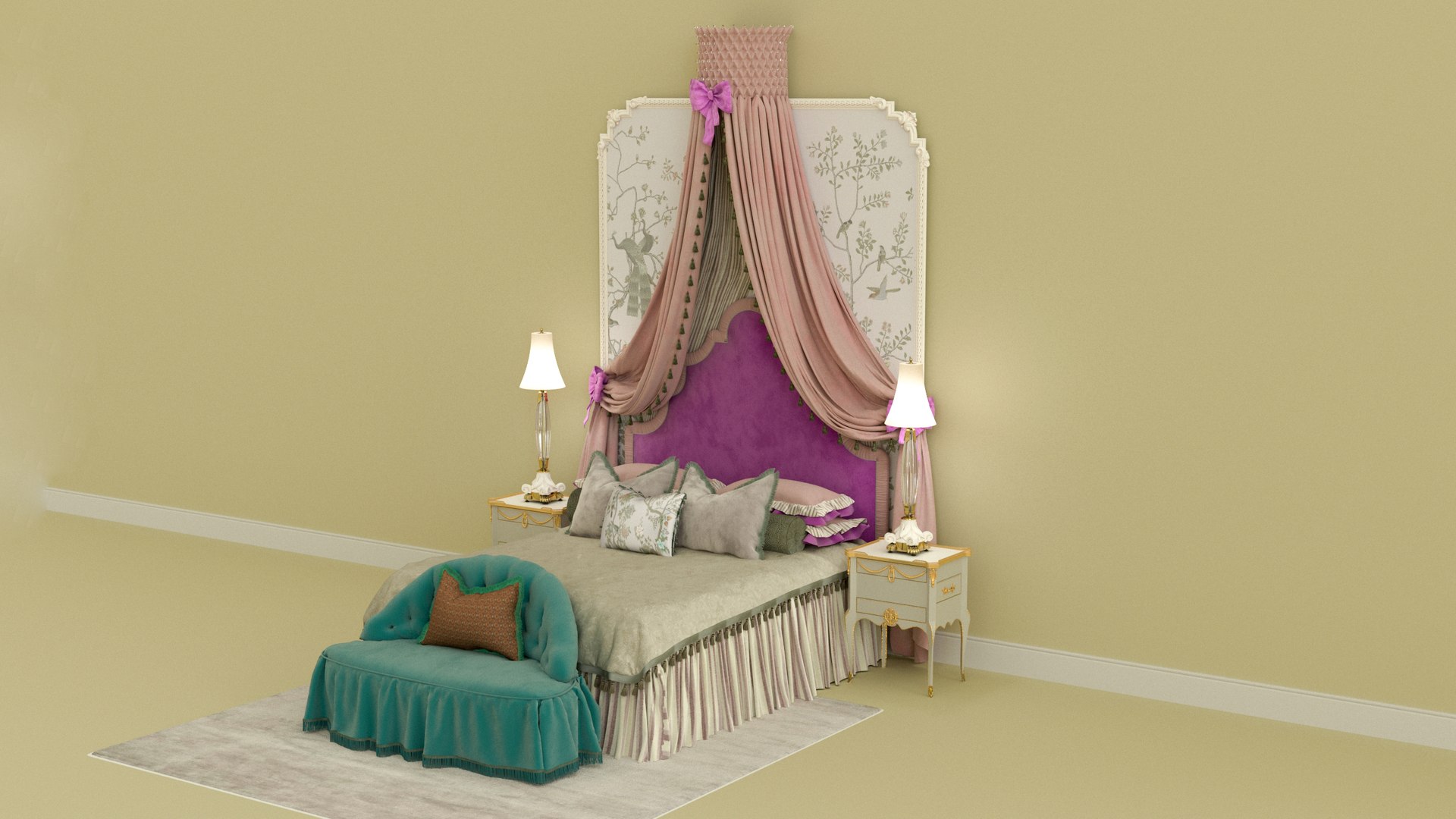3D Princess Bedroom Set - TurboSquid 2192120