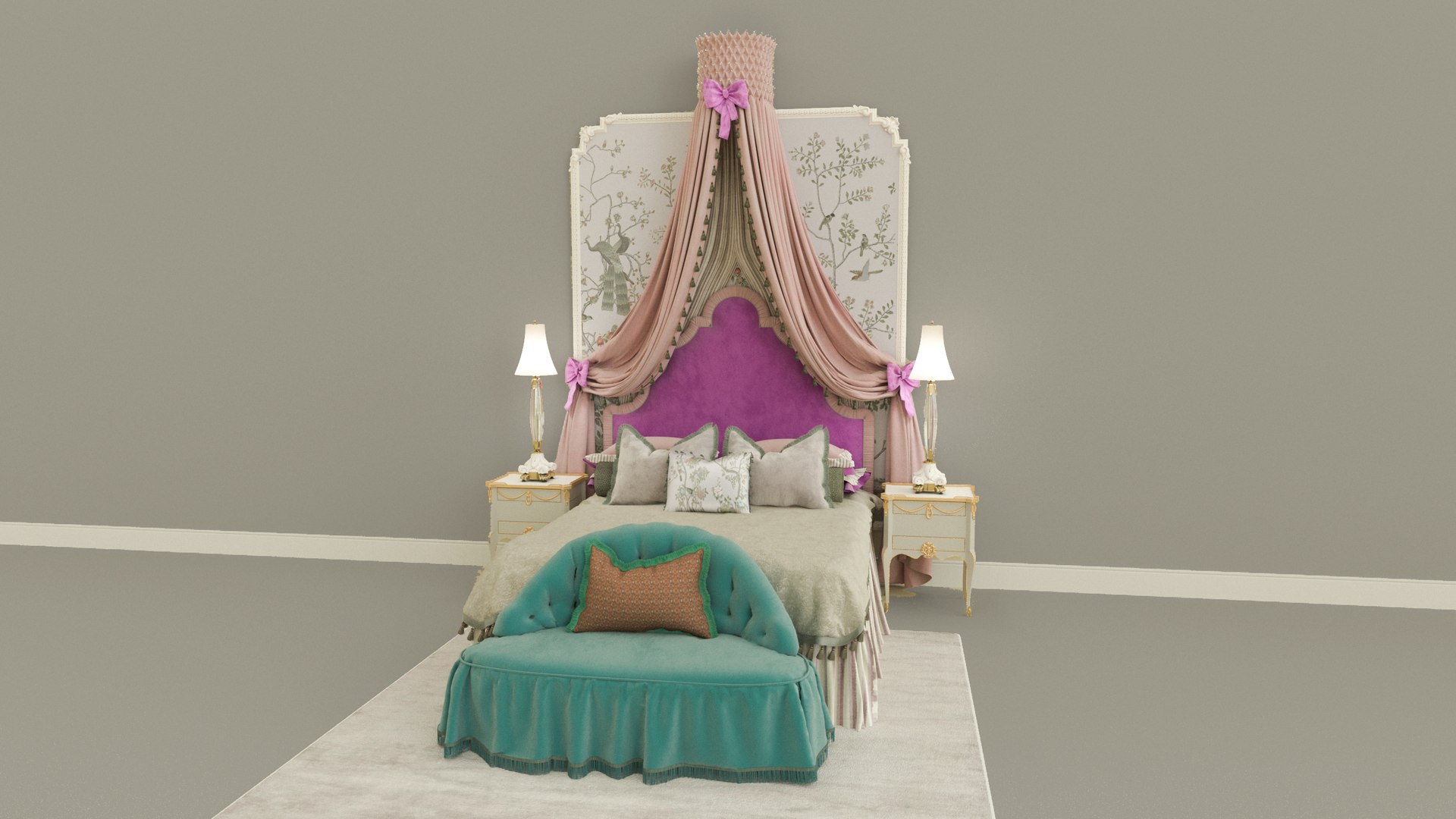 3D Princess Bedroom Set - TurboSquid 2192120