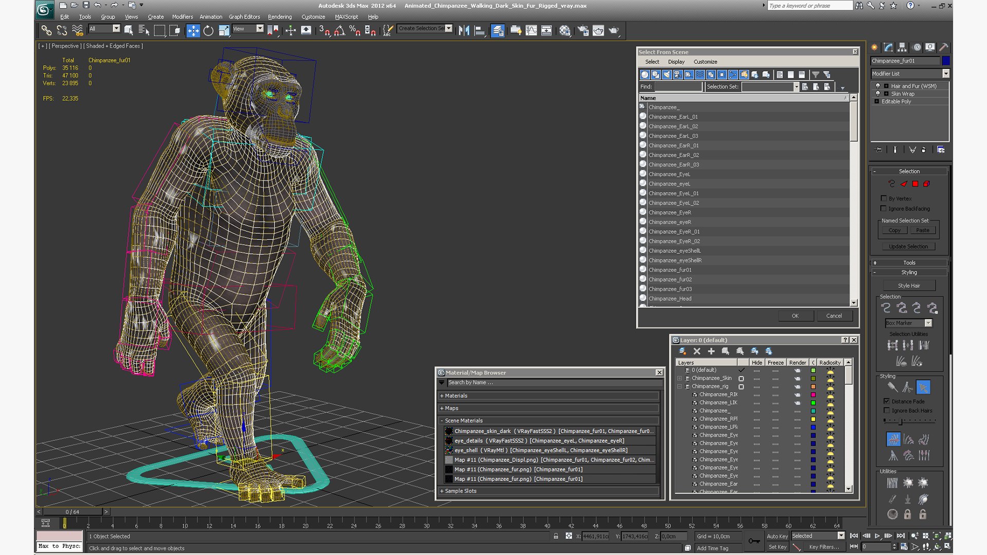 3D chimpanzee walking animal dark - TurboSquid 1436551
