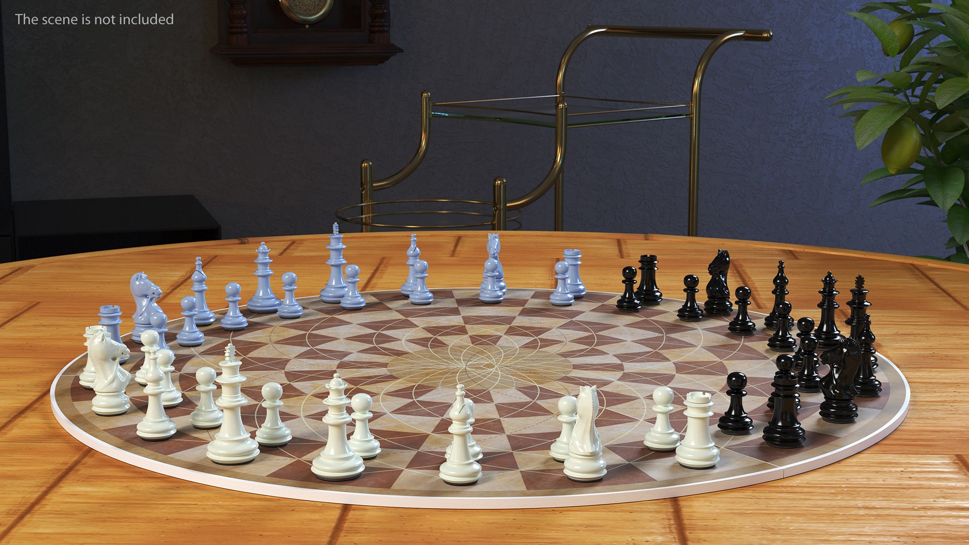3D Model Circular 3 Person Chess Set - TurboSquid 2068522
