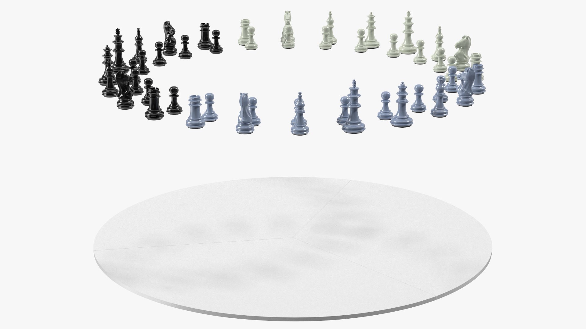 3D Model Circular 3 Person Chess Set - TurboSquid 2068522