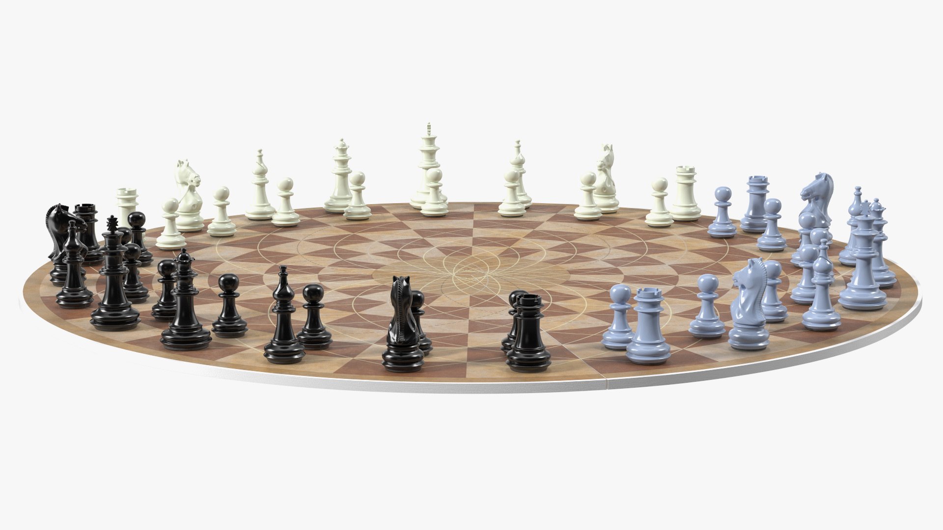 3D Model Circular 3 Person Chess Set - TurboSquid 2068522