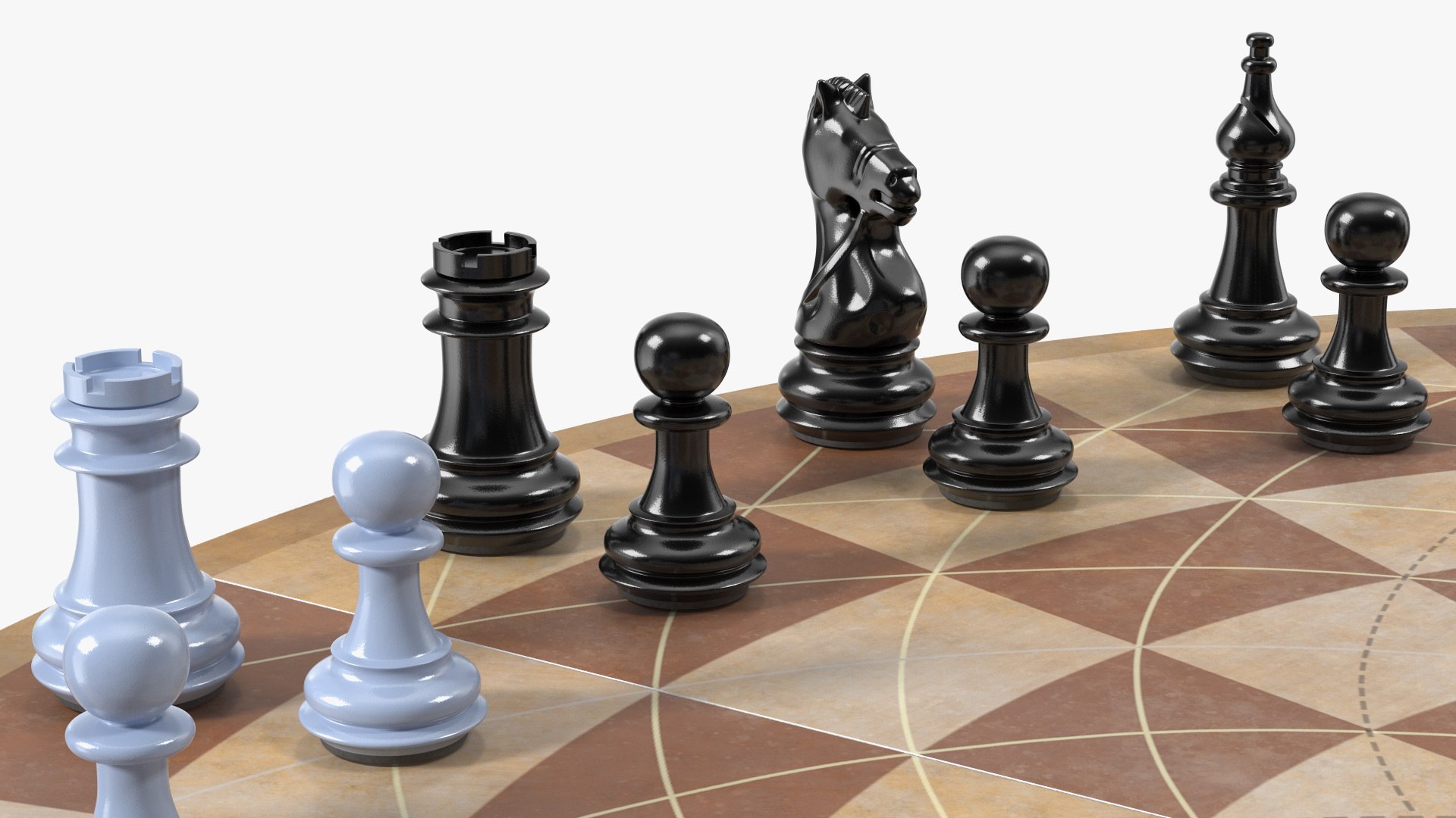3D Model Circular 3 Person Chess Set - TurboSquid 2068522