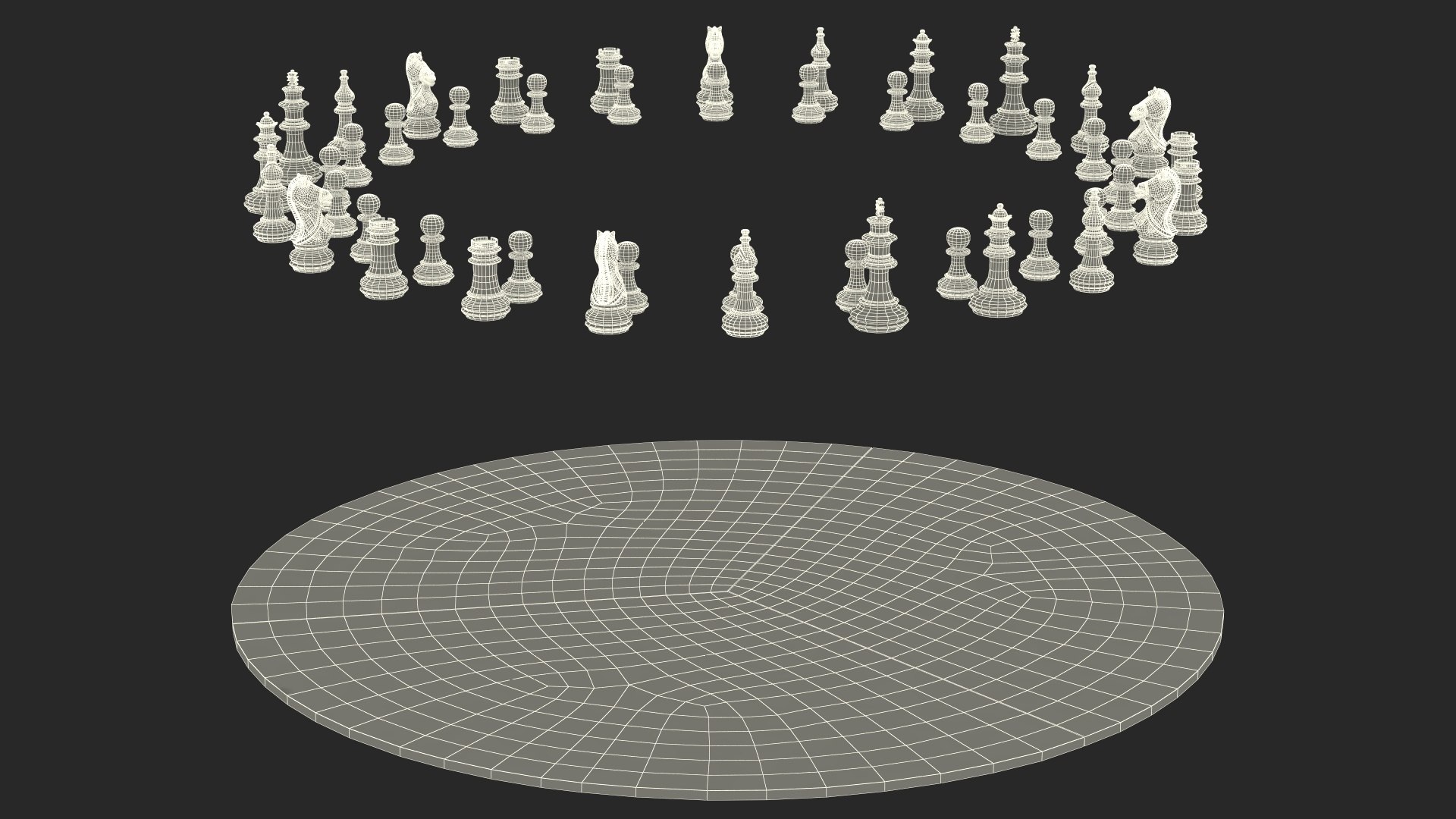 3D model Circular 3 Person Chess Set - TurboSquid 2068522