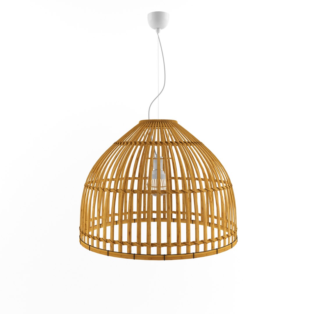 3D Model Wicker Rattan Lamp Lights - TurboSquid 1604833