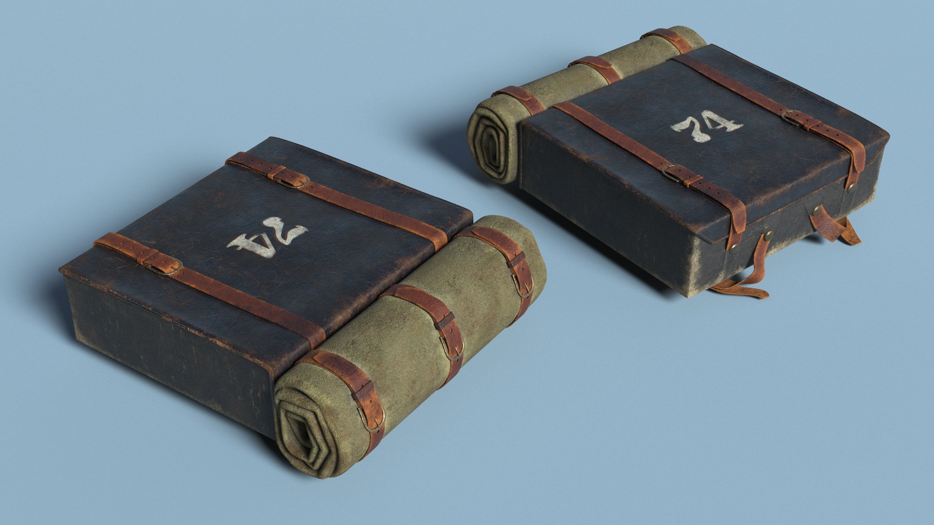 3D Antique Rectangular US Army Backpack With Straps - TurboSquid 2438237