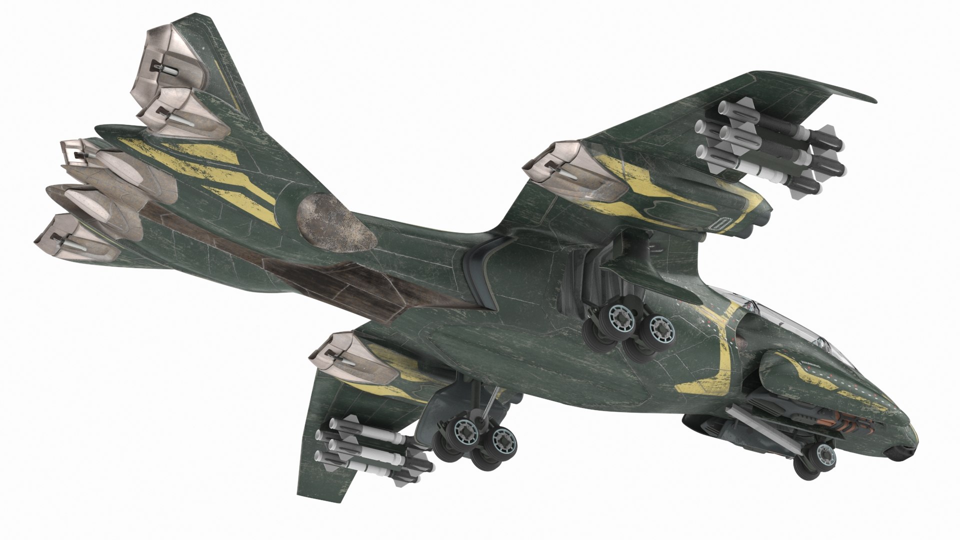 Futuristic Damaged Fighter Aircraft Rigged For Cinema 4D Model ...