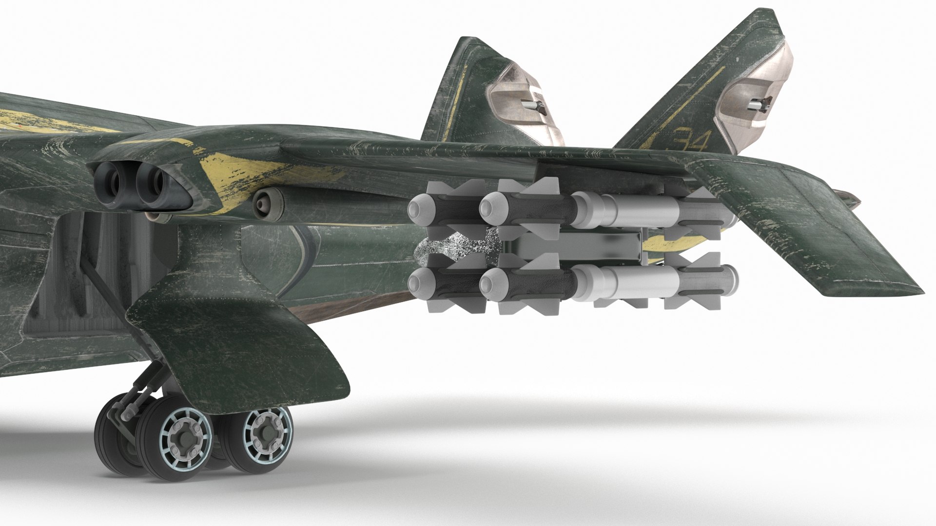 Futuristic Damaged Fighter Aircraft Rigged For Cinema 4D Model ...