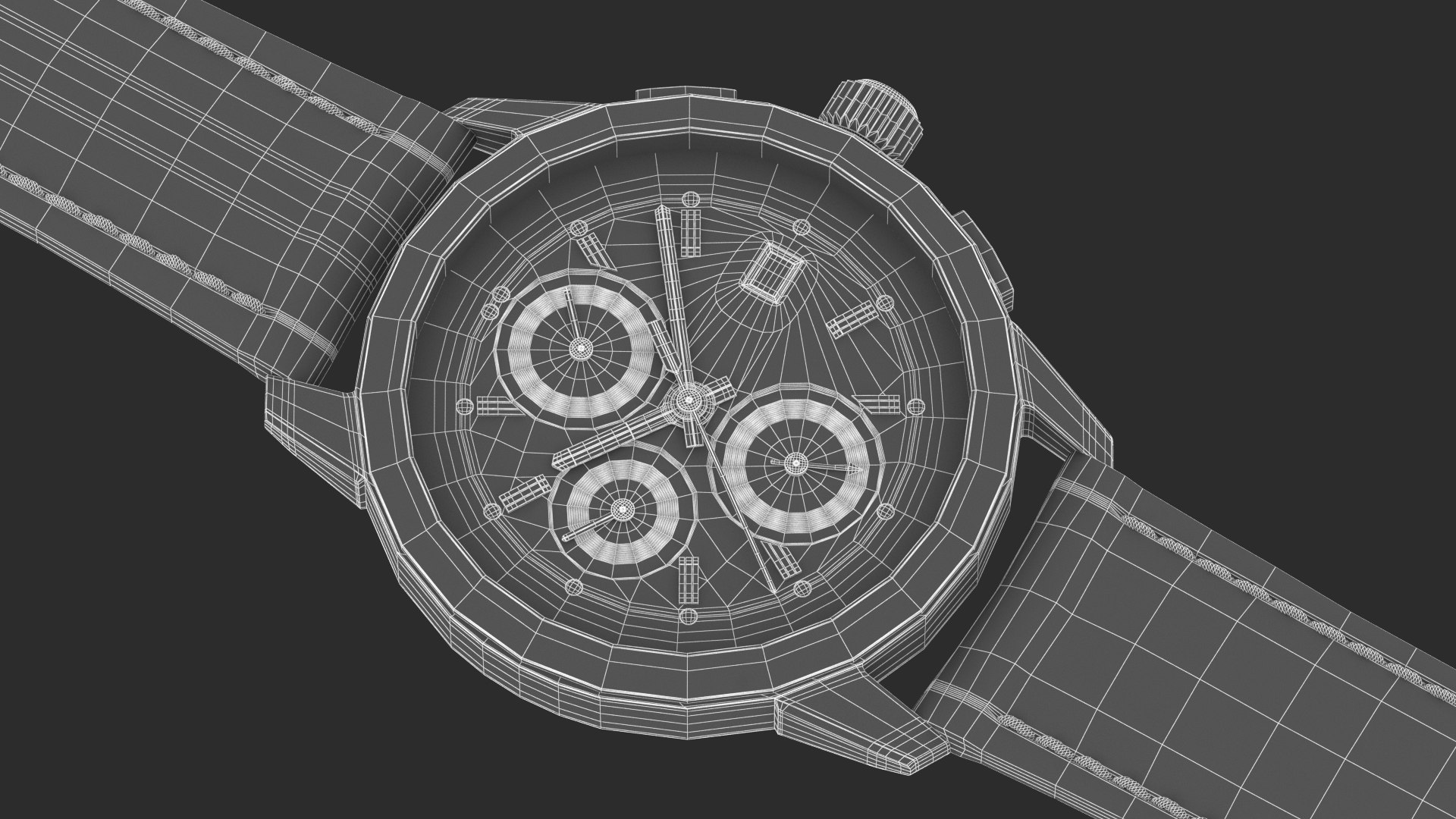 Chronograph Watch Leather Bracelet Open 3D Model - TurboSquid 2019716