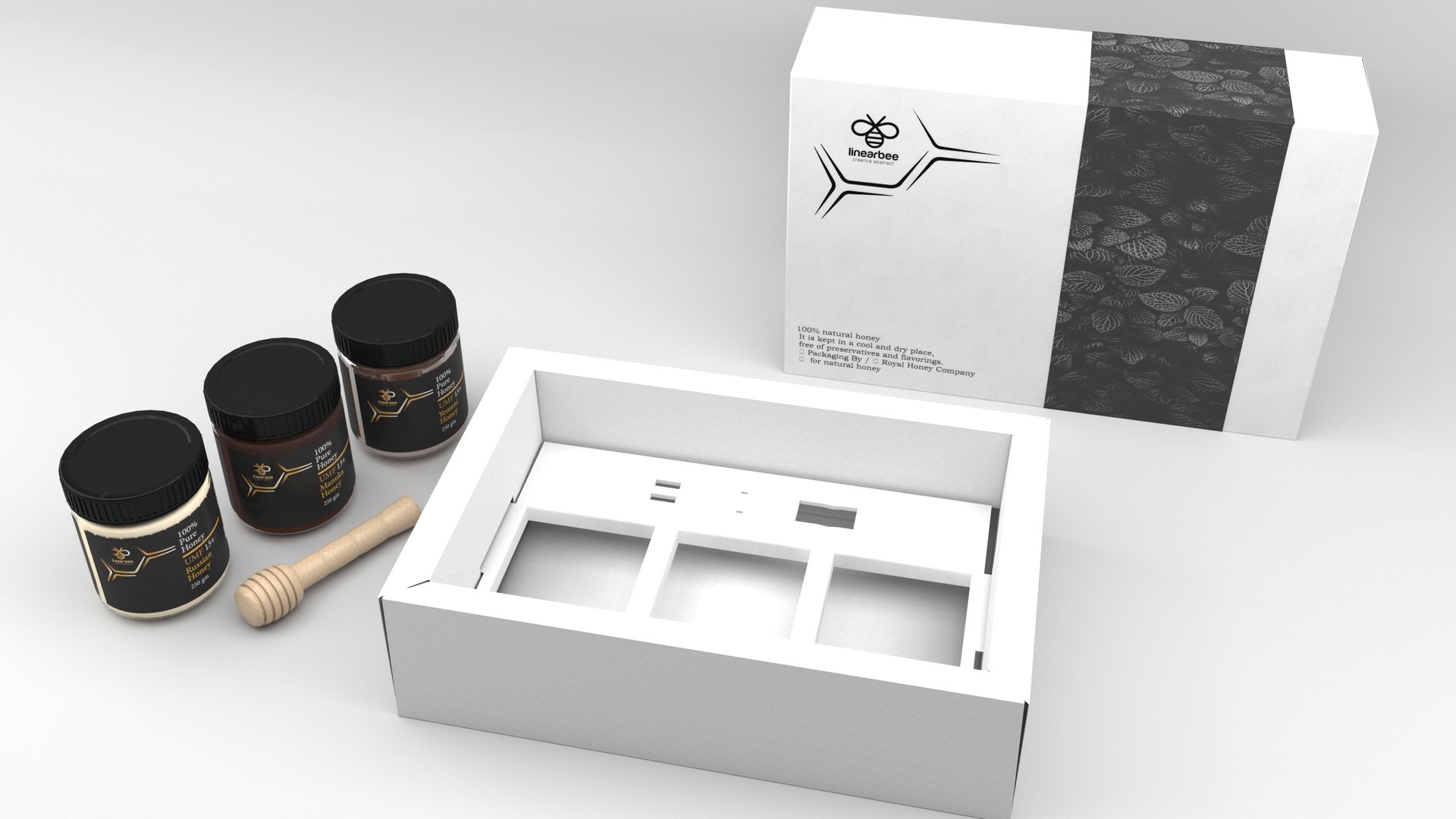 Packaging Of 3 Honey Jars 3D Model - TurboSquid 2013932