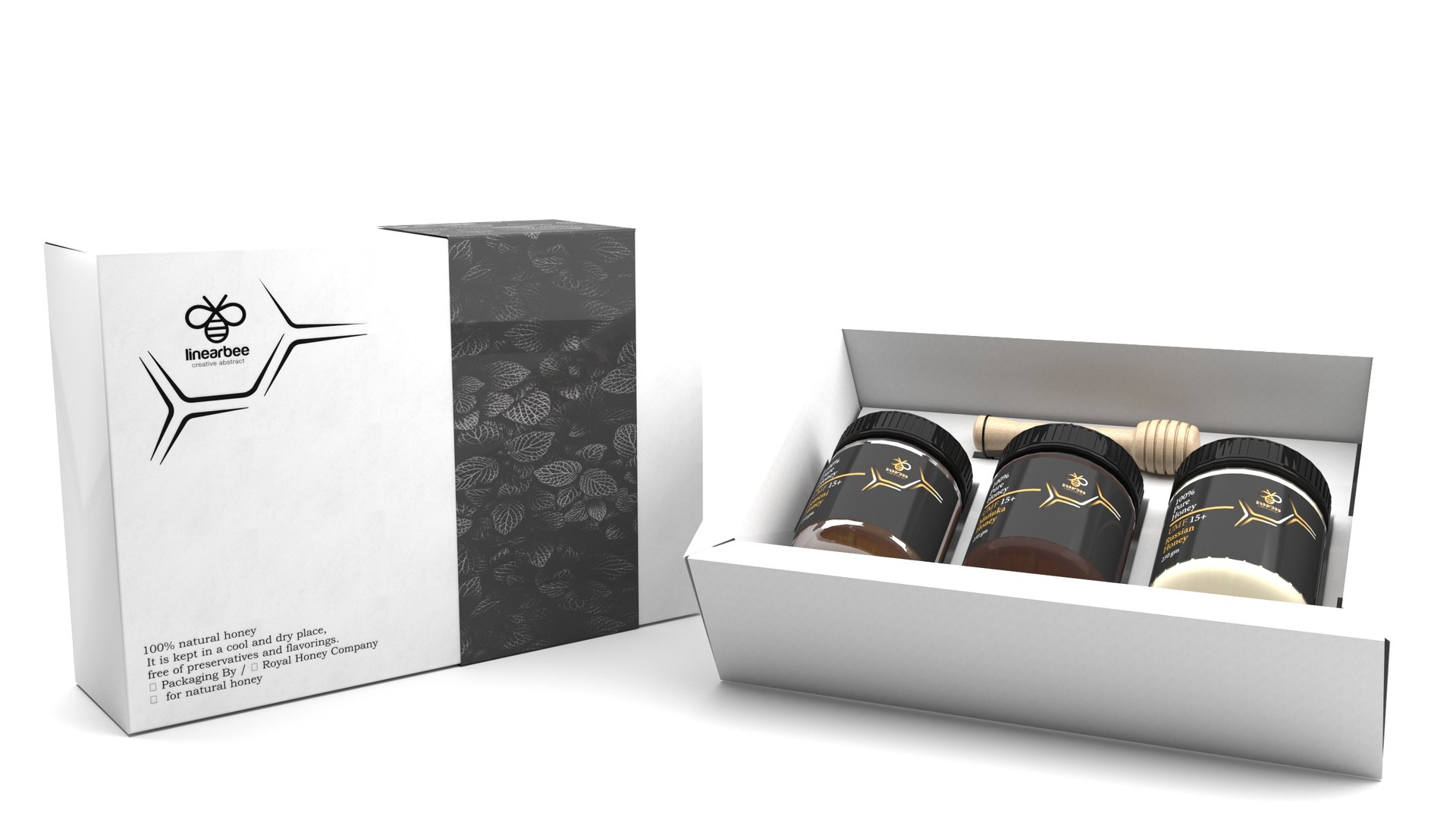 Packaging Of 3 Honey Jars 3D Model - TurboSquid 2013932