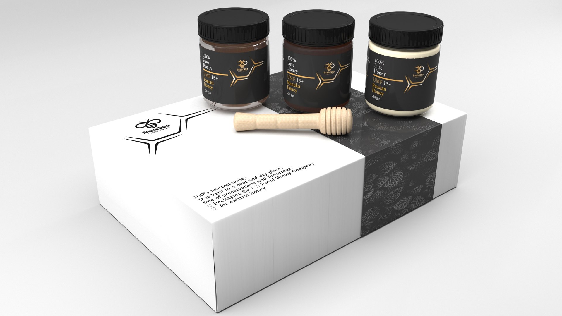 Packaging Of 3 Honey Jars 3D Model - TurboSquid 2013932