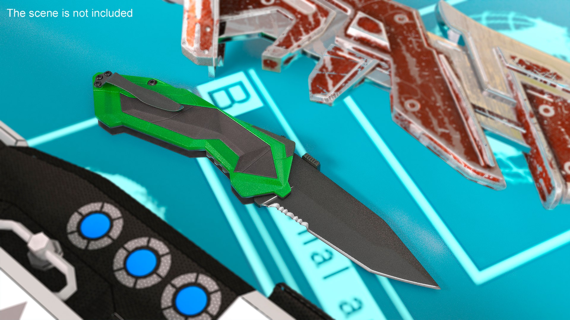 3D Model Fantastic Collapsible Knife Black Green - TurboSquid 2178050
