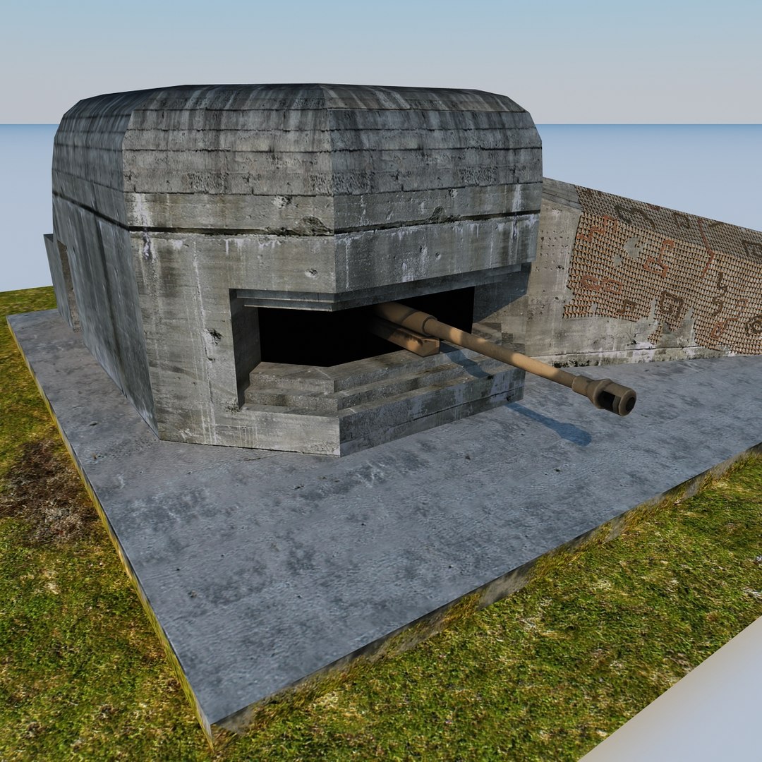 3dsmax german fortification gun