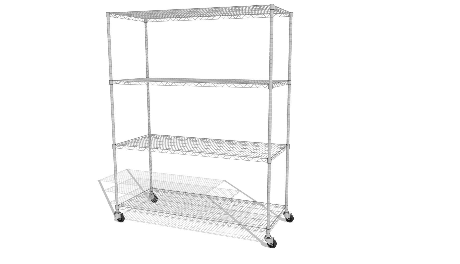 Free Steel 4 Tier Wire Storage Rack 3D - TurboSquid 2287428