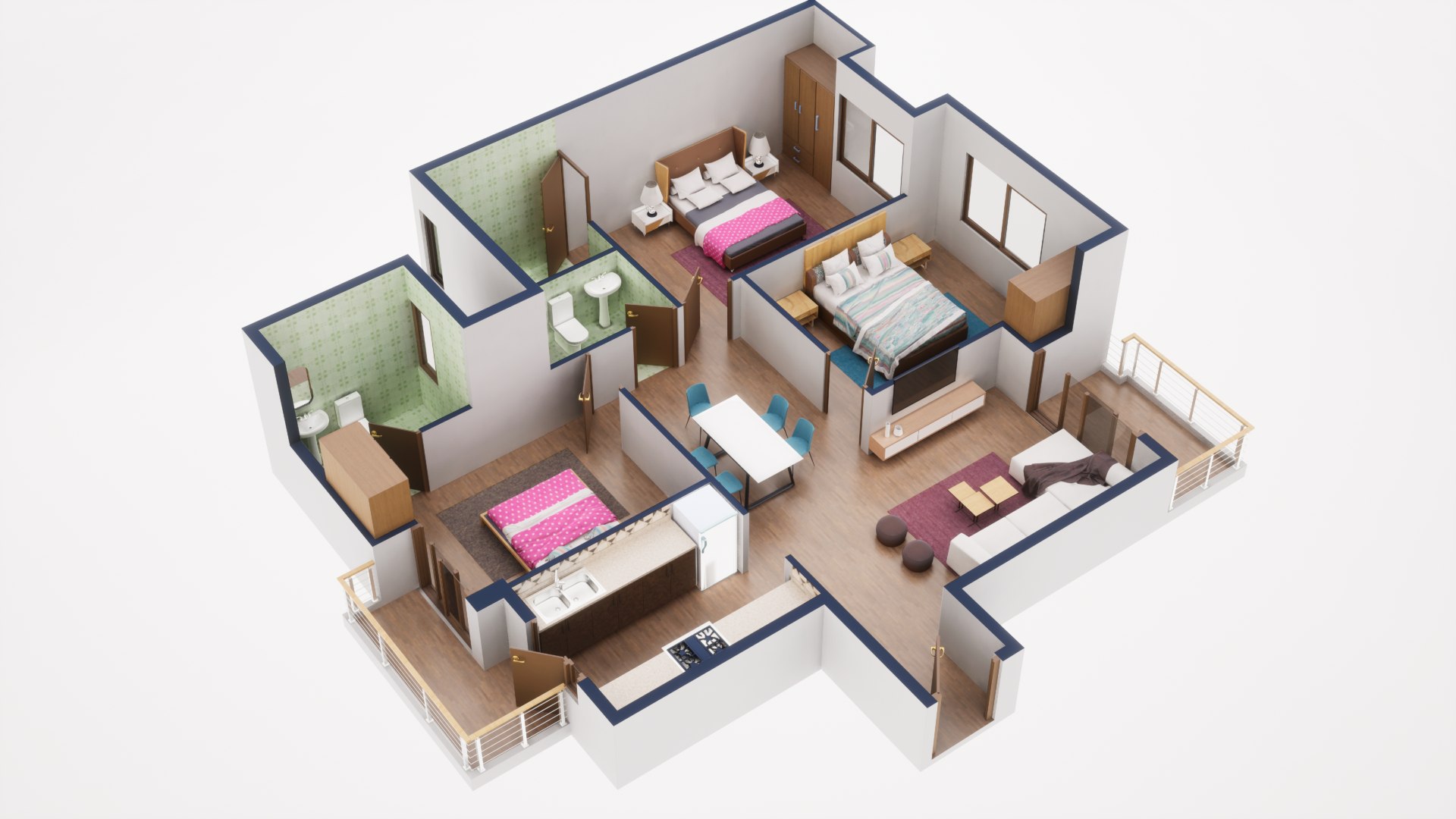 3D Floor Plan Model 50 3D model - TurboSquid 1972525