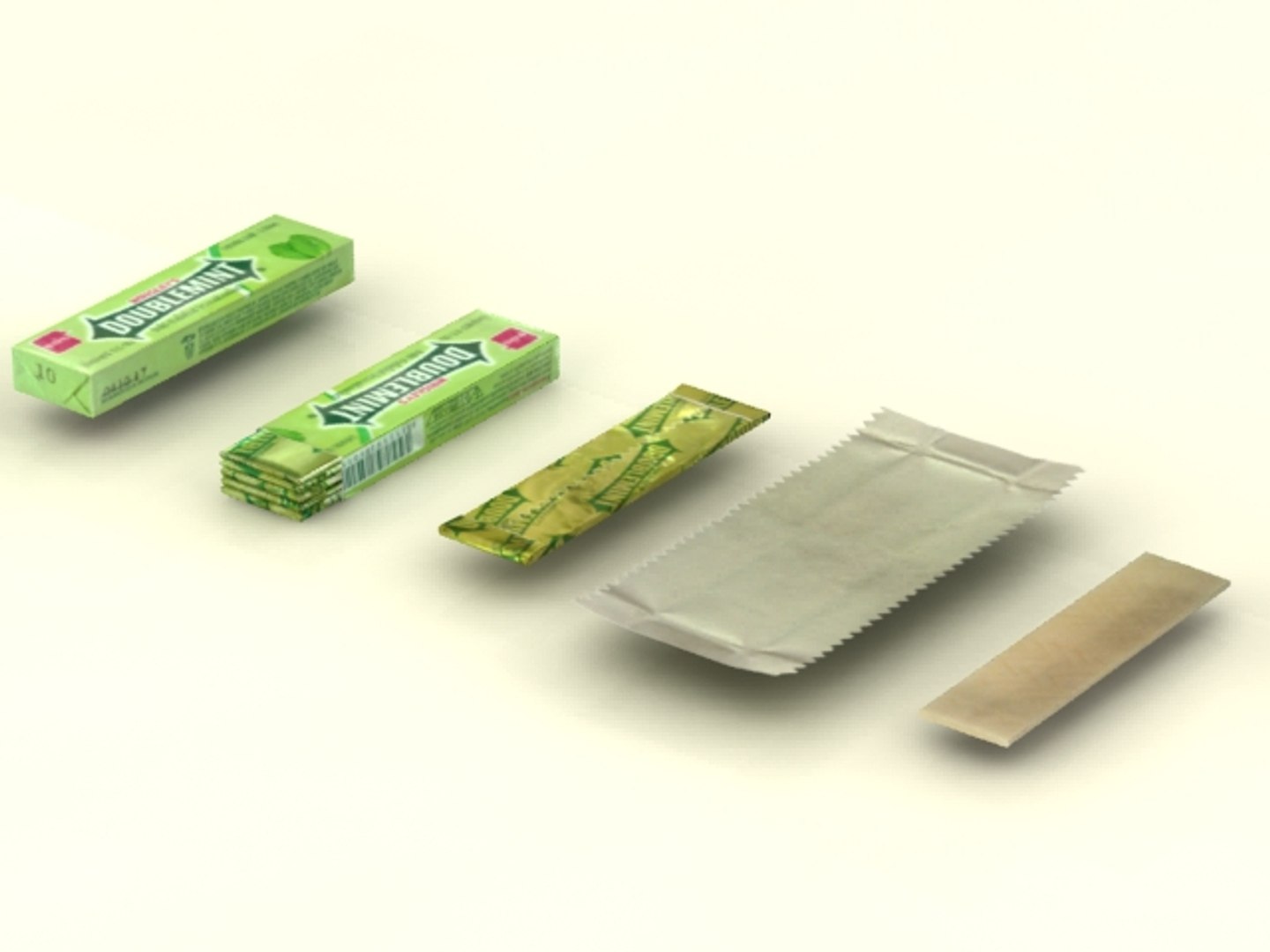 3d Doublemint Chewing Gum Model