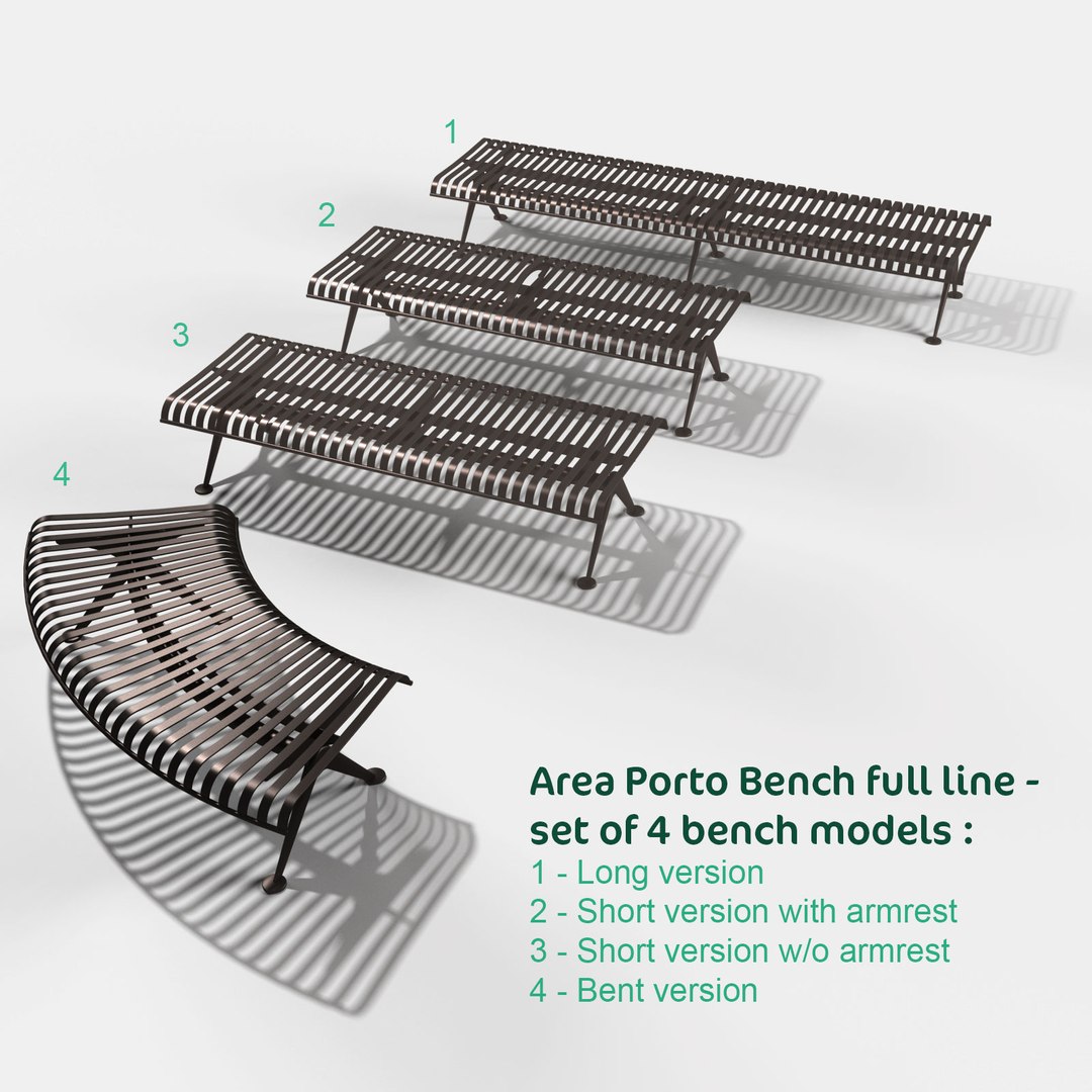 complete porto line benches 3d model