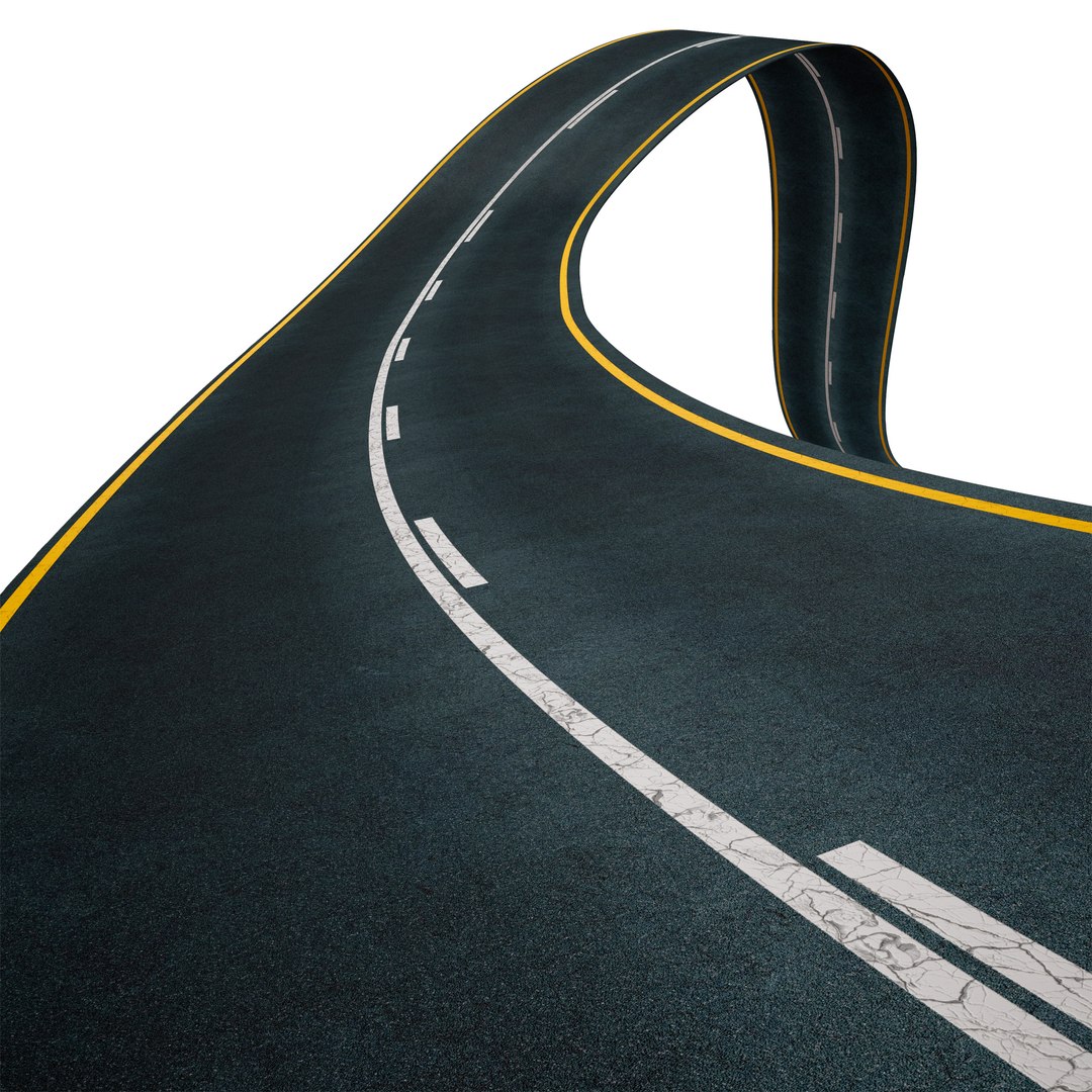 Editable Winding Asphalt Two Lane Road With Markings 03 3D Model ...