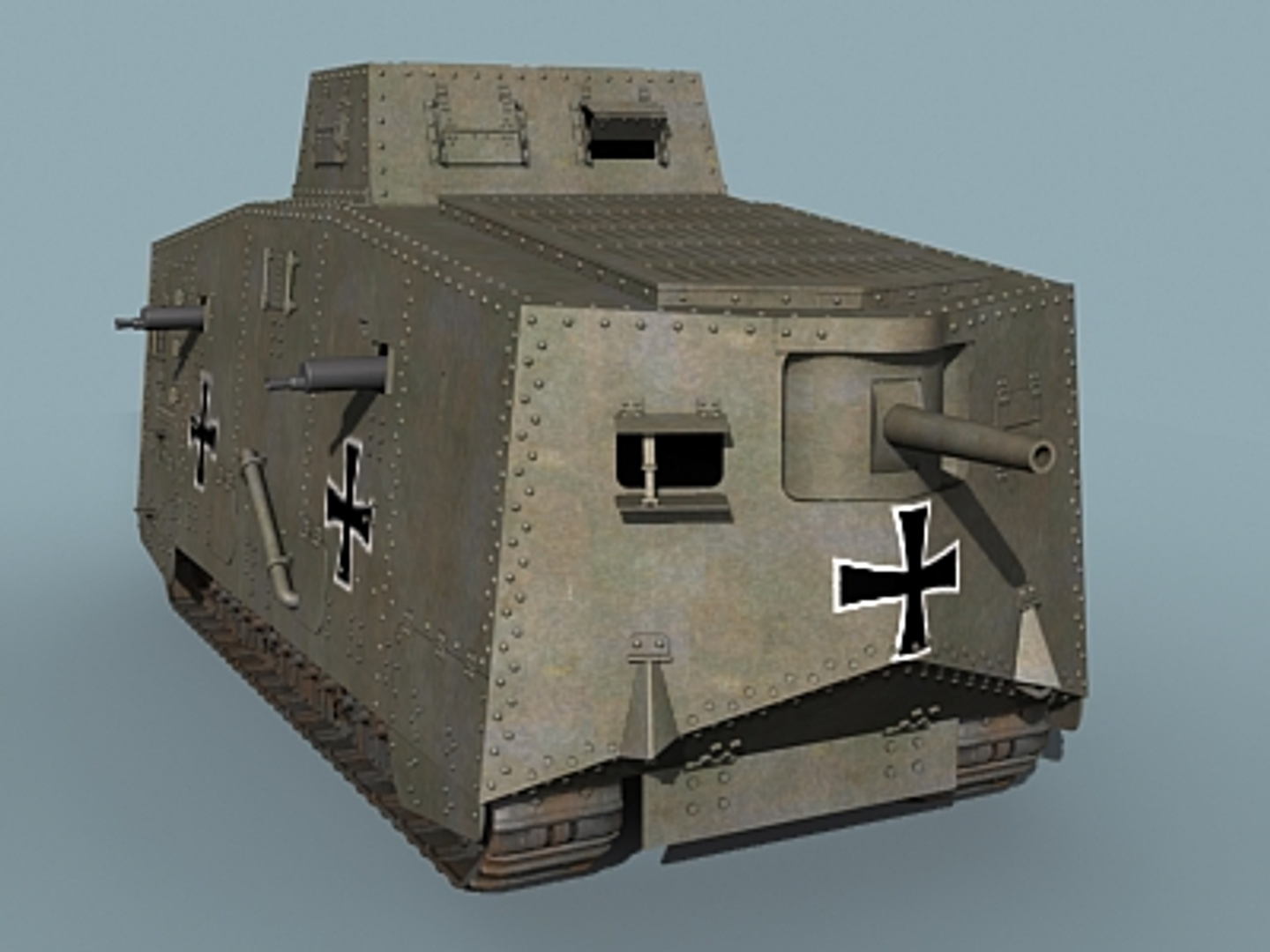 wwi german tank a7v 3d model