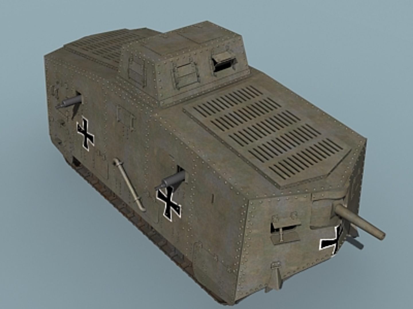 wwi german tank a7v 3d model