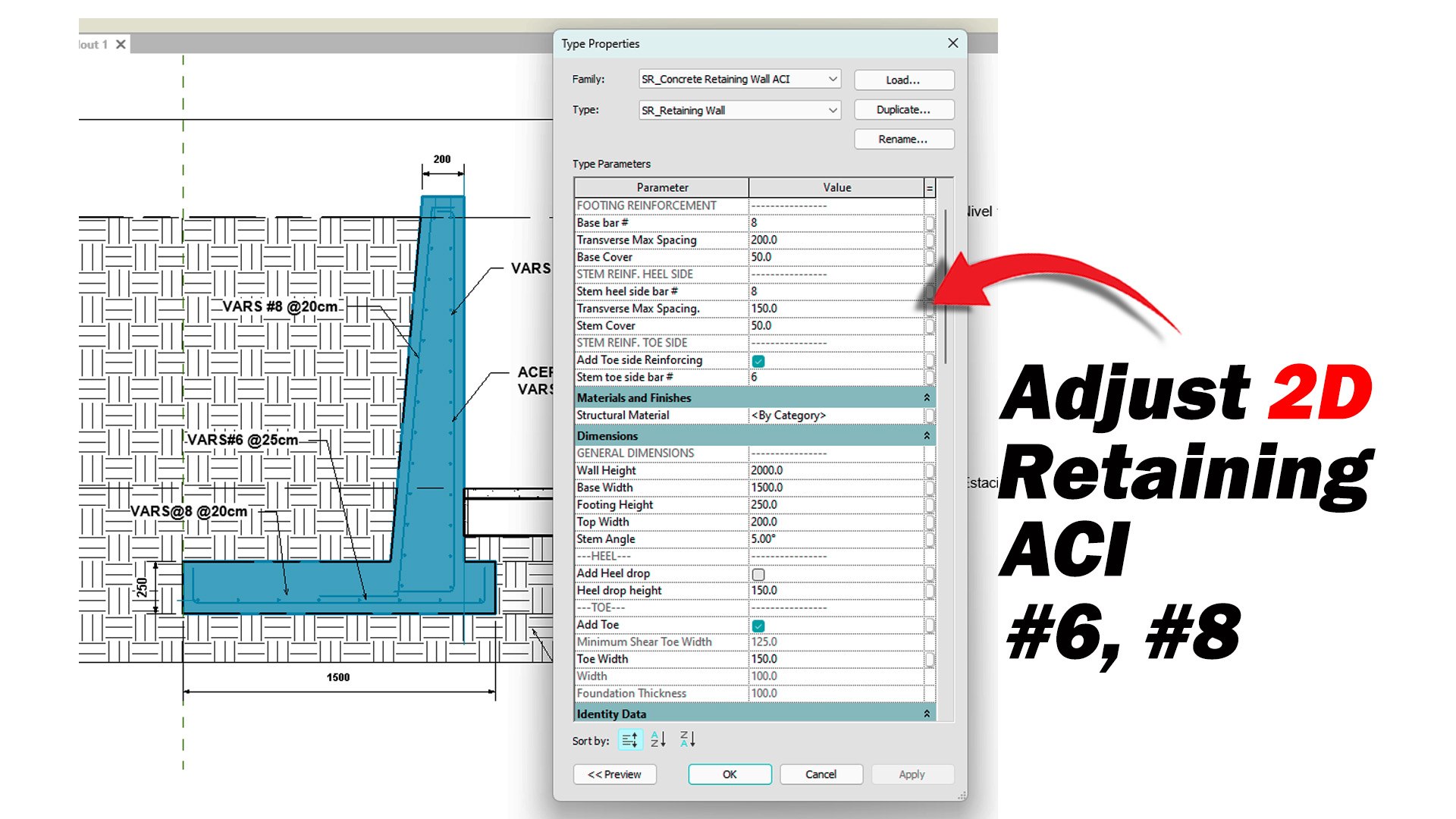 3D Retaining Wall Family With 2D Reinforcement Save Time And Money Model - TurboSquid 2243092