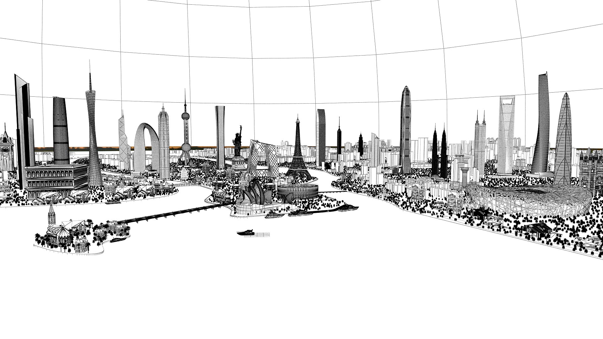 3D Model World Iconic Architecture - TurboSquid 2237337