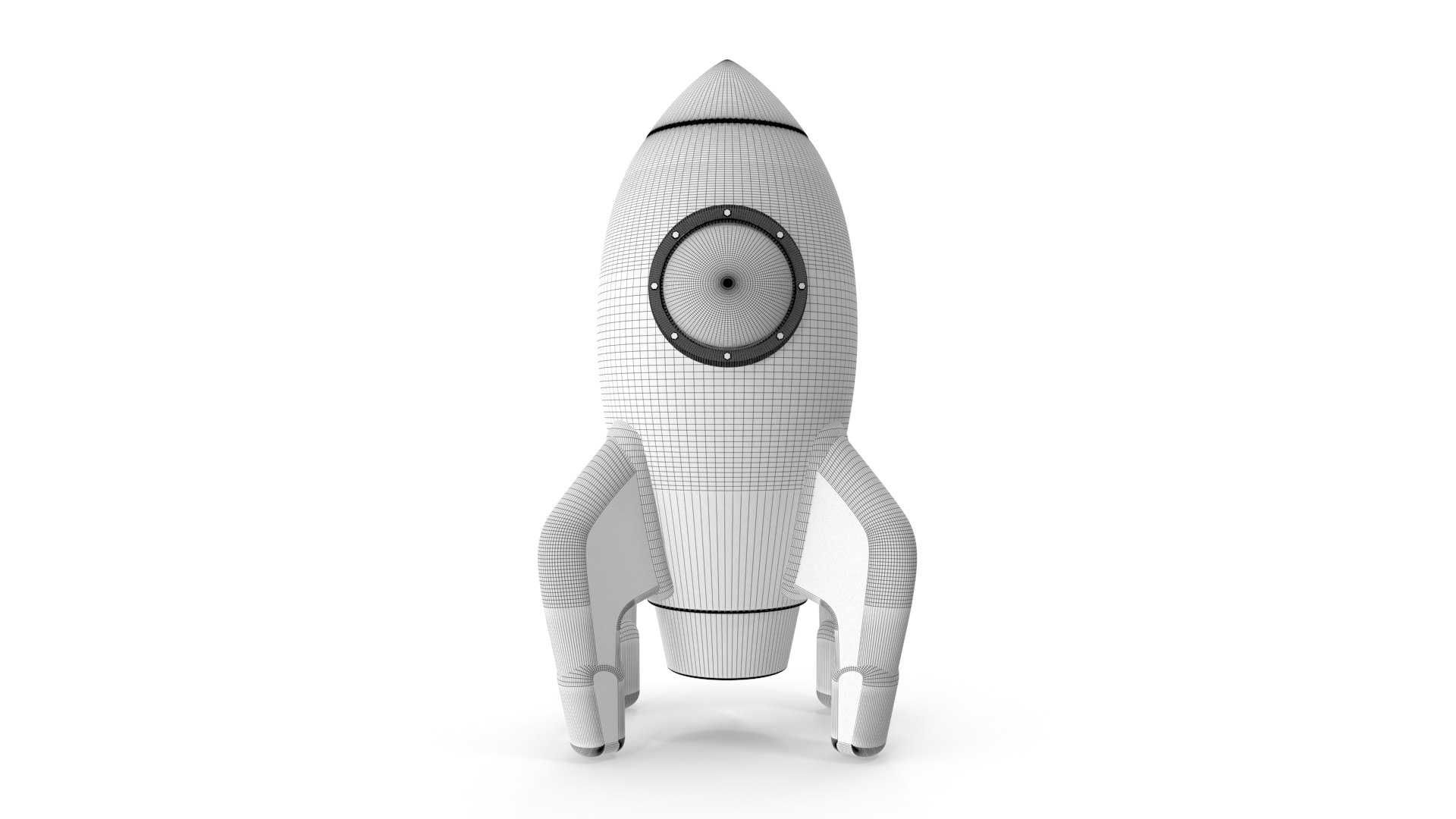 3D Cartoon Retro Rocket Ship - TurboSquid 2129412