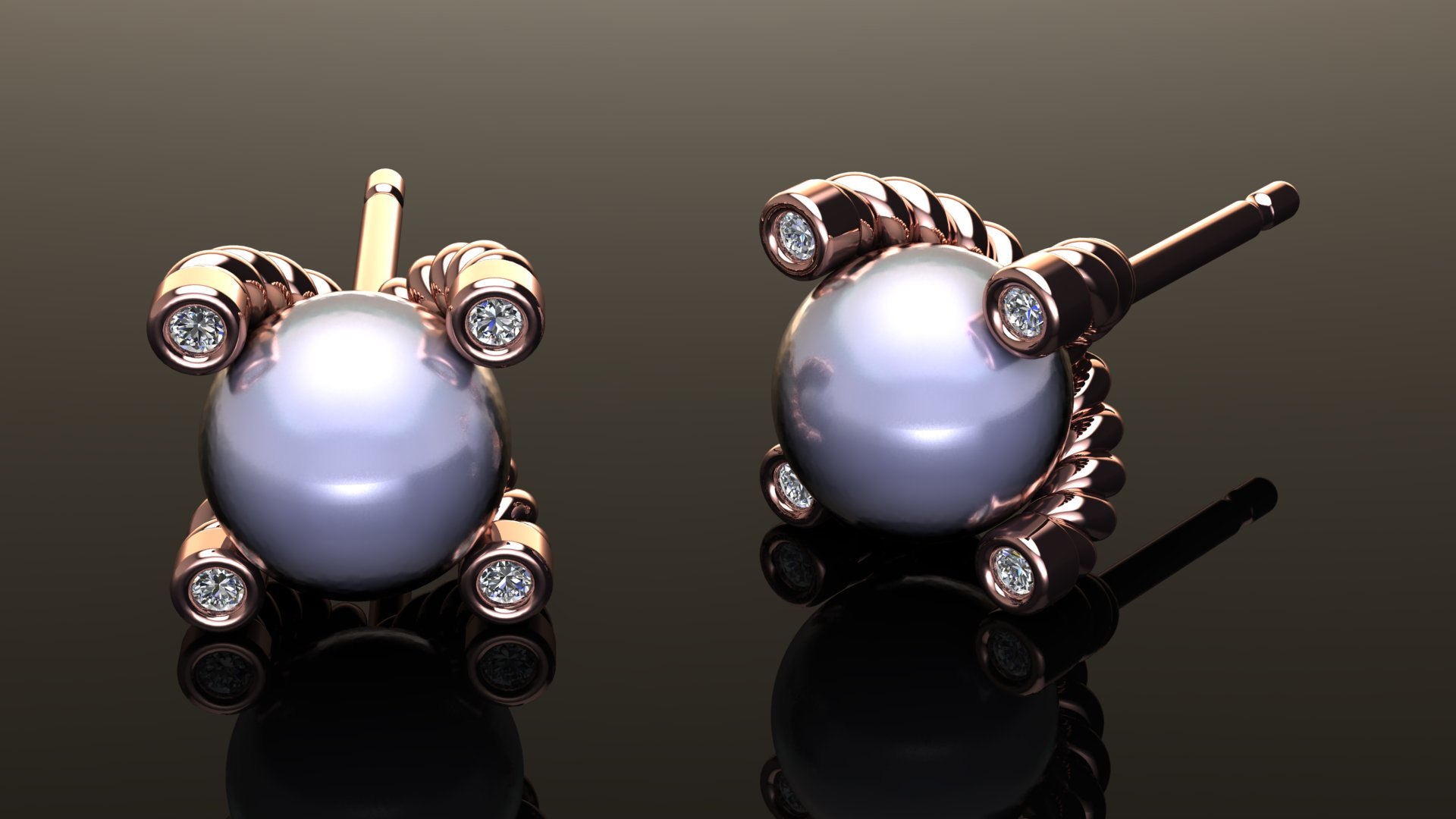 Cable earring pearl diamonds 3D model - TurboSquid 1567723