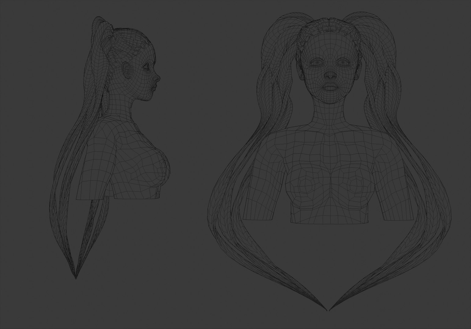 Ponytails Stylized Hairstyle 3D Model - TurboSquid 1963317