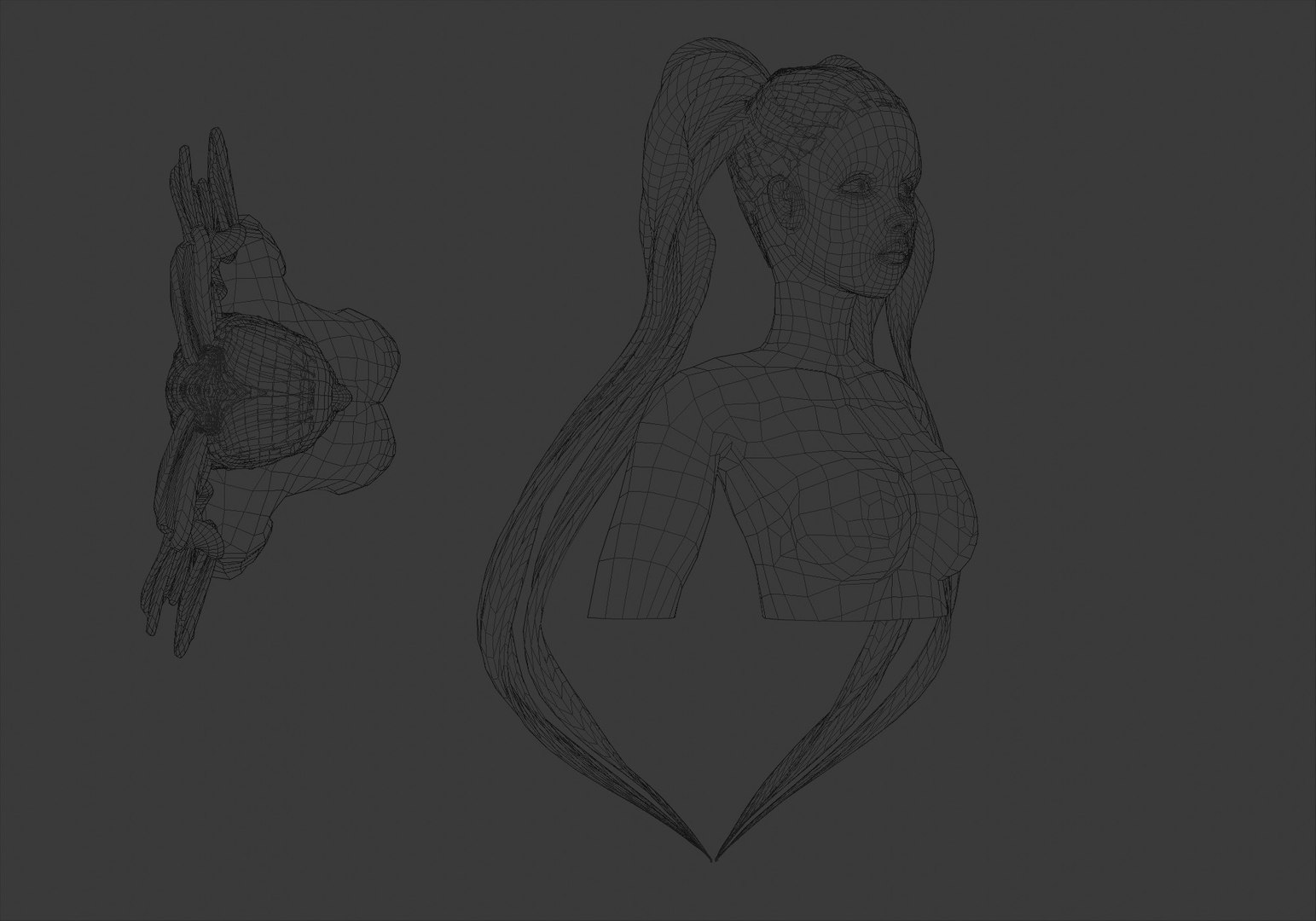 Ponytails Stylized Hairstyle 3D Model - TurboSquid 1963317