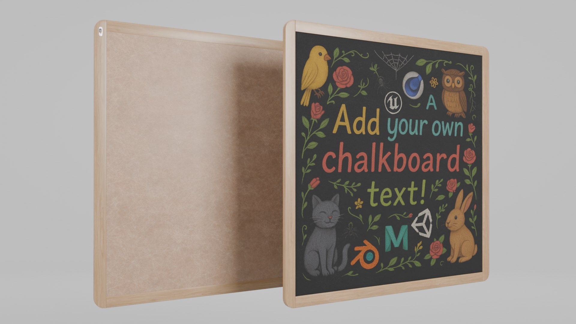 Classic Wall-Mounted Square Blackboard Set 3D Model - TurboSquid 2407778