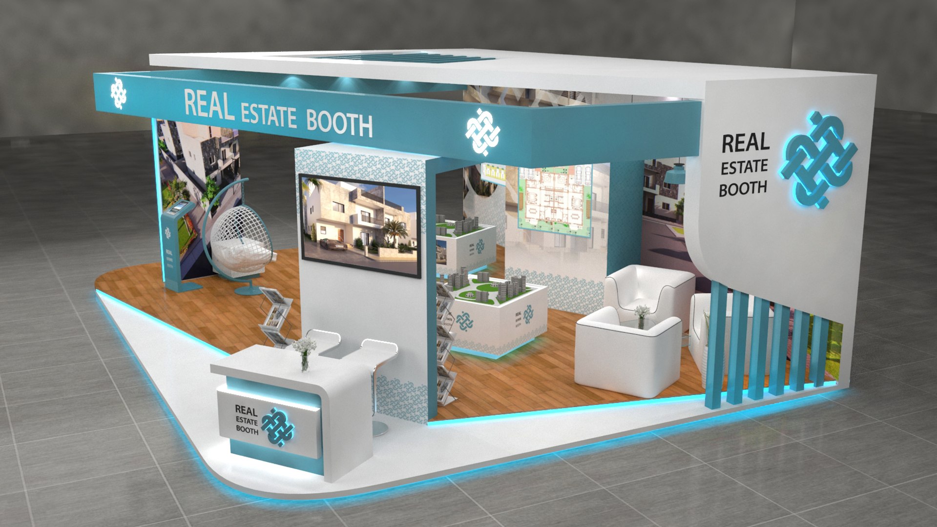 3D Real Estate Booth Stand - TurboSquid 1579501