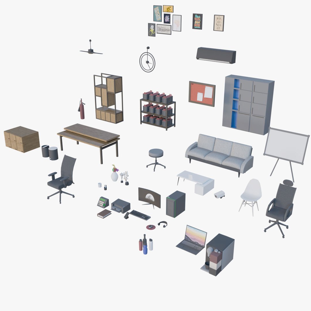 3D Office Assets Pack 3D - TurboSquid 2214387