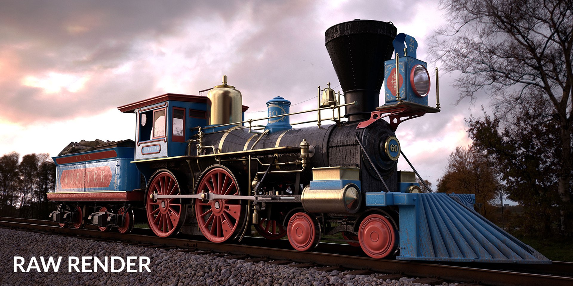Central Jupiter Steam Locomotive 3d Obj