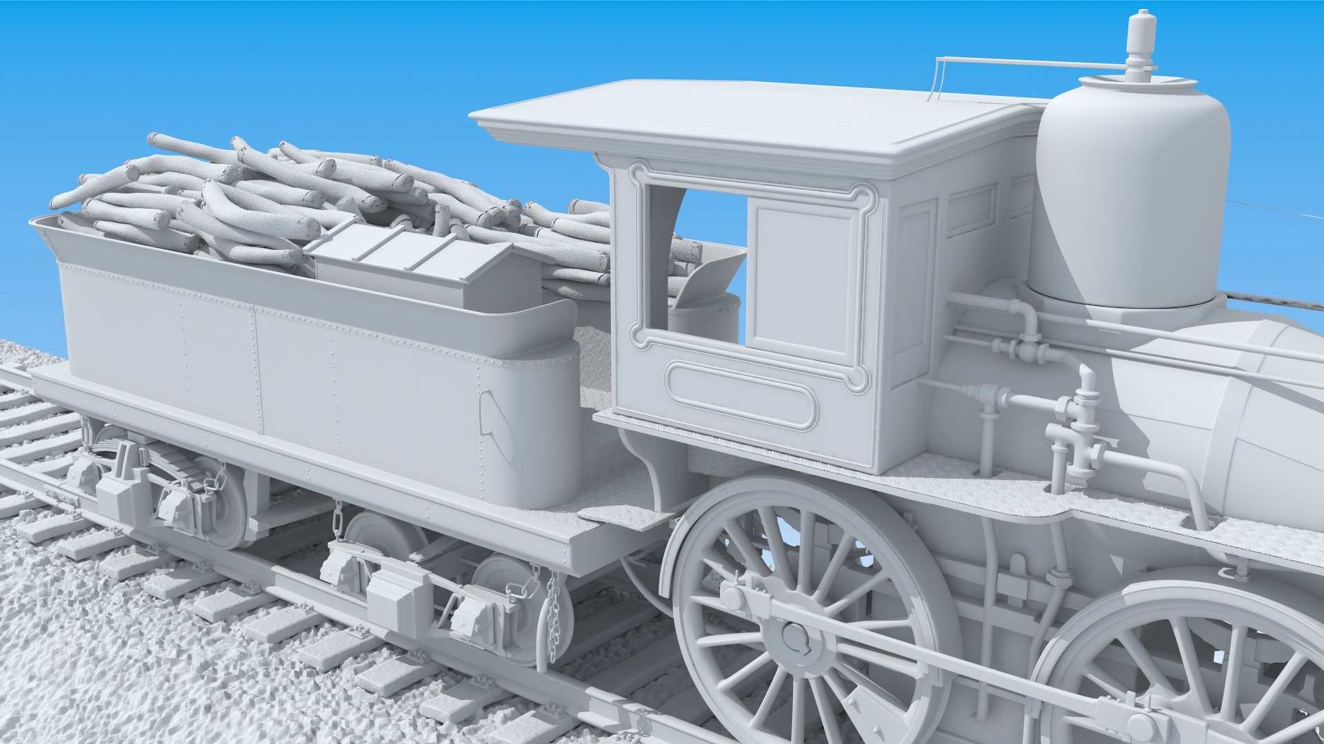 Central Jupiter Steam Locomotive 3d Obj