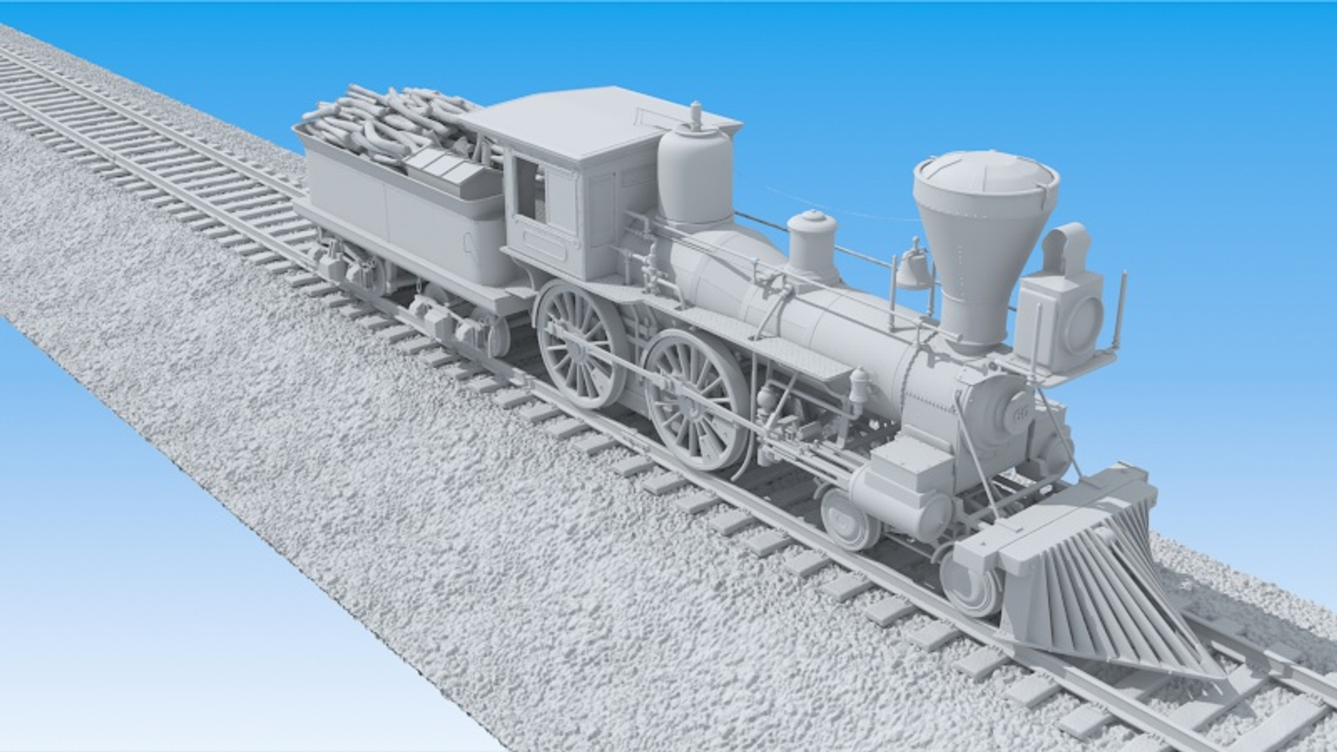 Central Jupiter Steam Locomotive 3d Obj