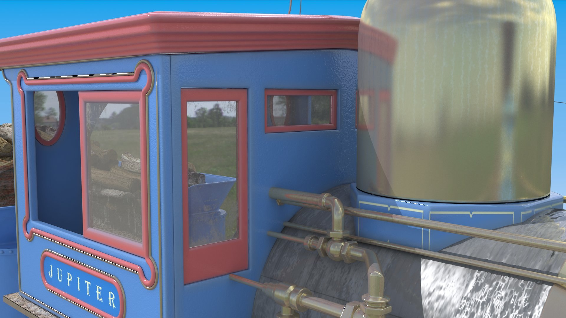 Central Jupiter Steam Locomotive 3d Obj