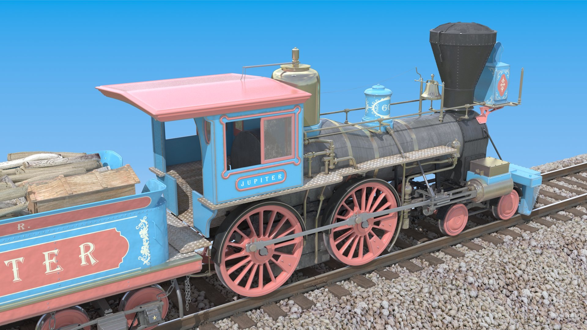 Central Jupiter Steam Locomotive 3d Obj