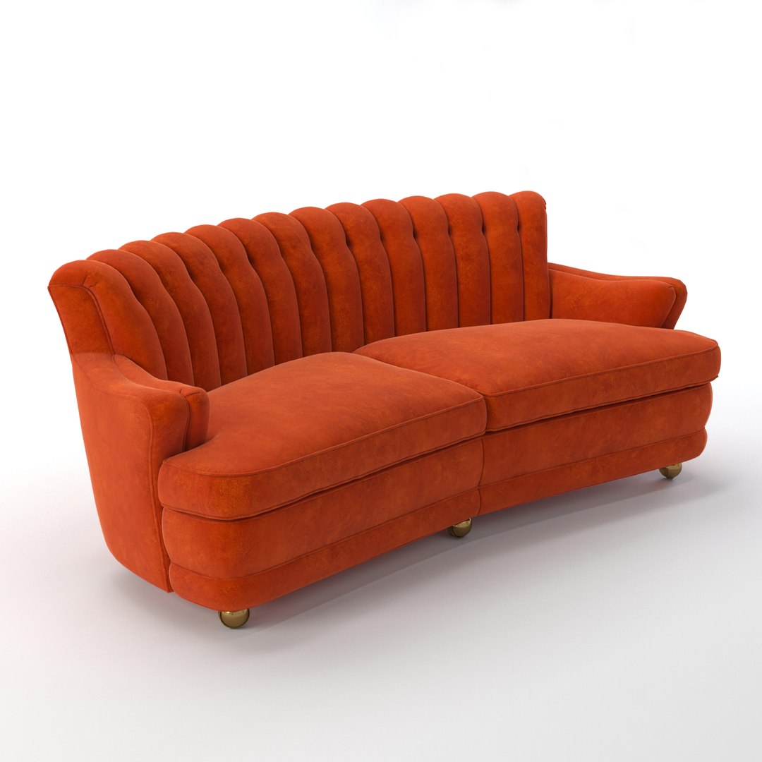 Vintage Couch Furniture Retro Orange Couch model - TurboSquid 2085852