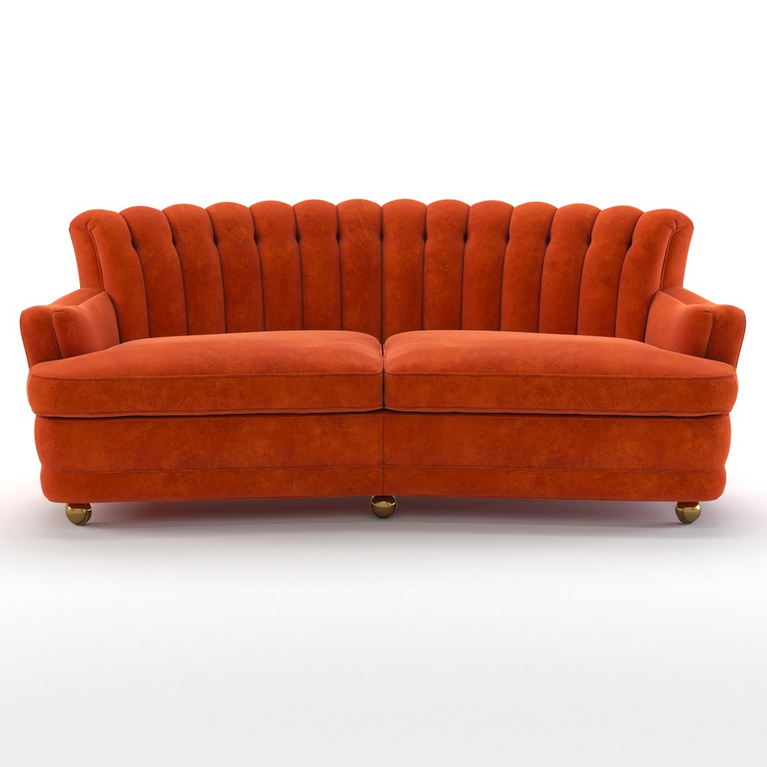 Vintage Couch Furniture Retro Orange Couch model - TurboSquid 2085852